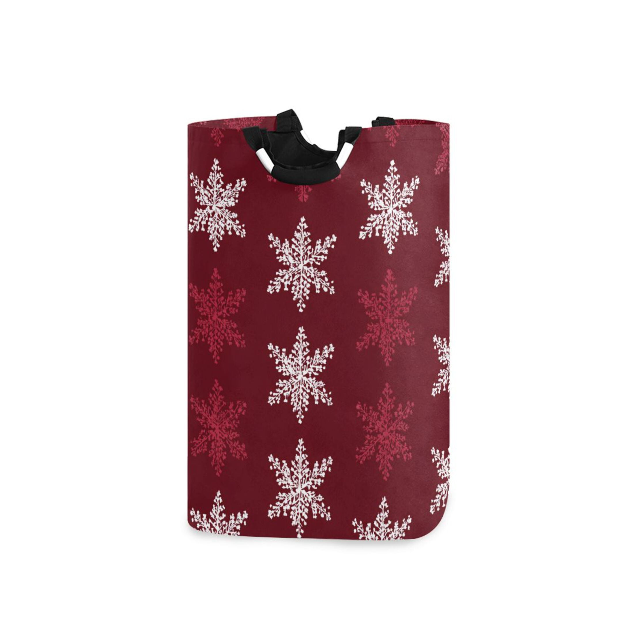 Red Background Snowflakes Christmas Laundry Basket with Handles ...
