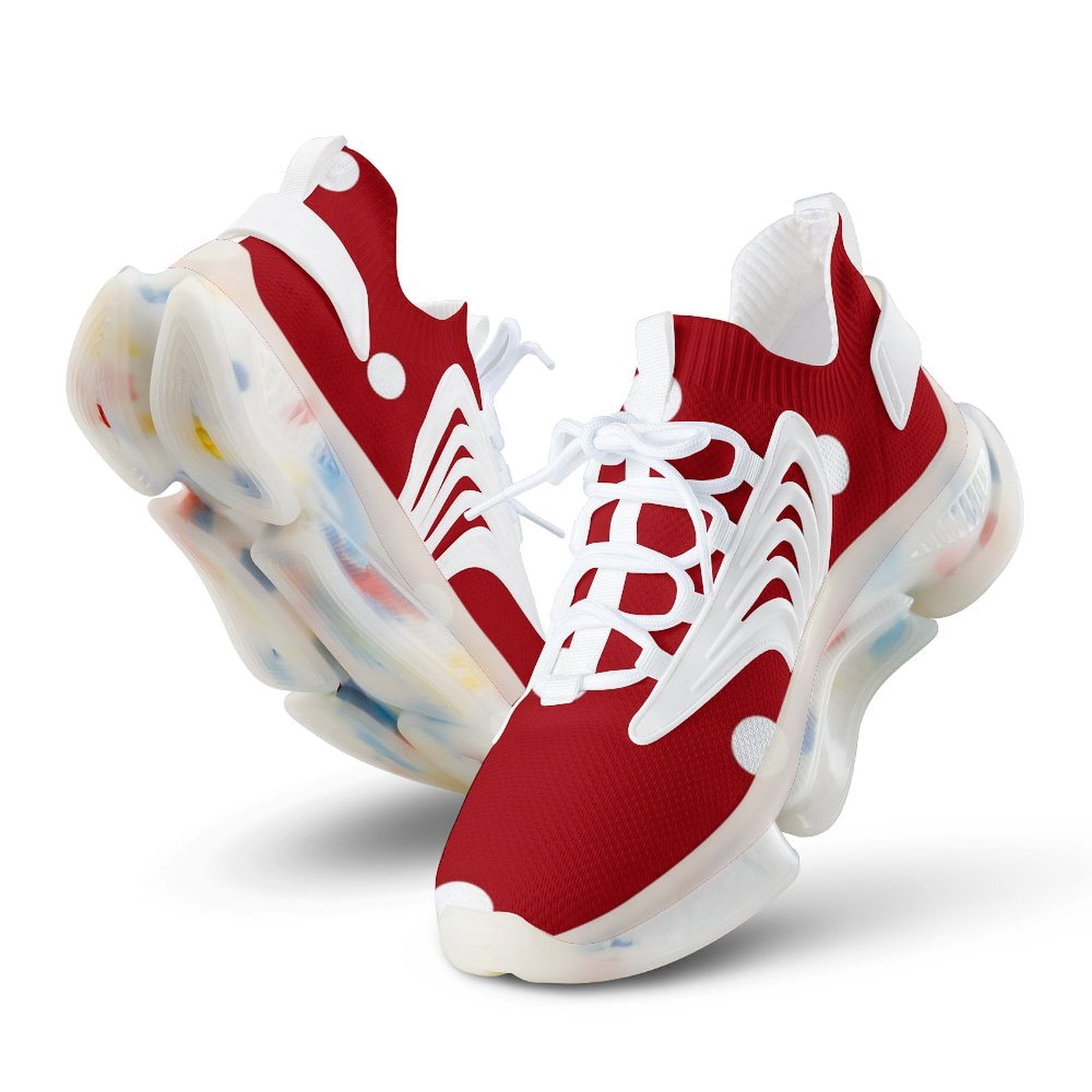 Red Background White Polka Dots Walking Shoes for Men Woman Lightweight ...