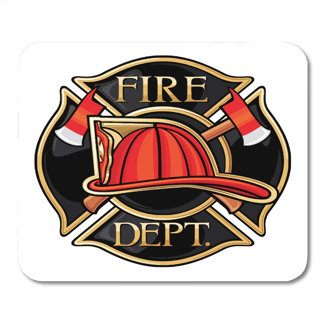 Red Badge Fire Department Firefighters Maltese Cross Symbol Truck ...