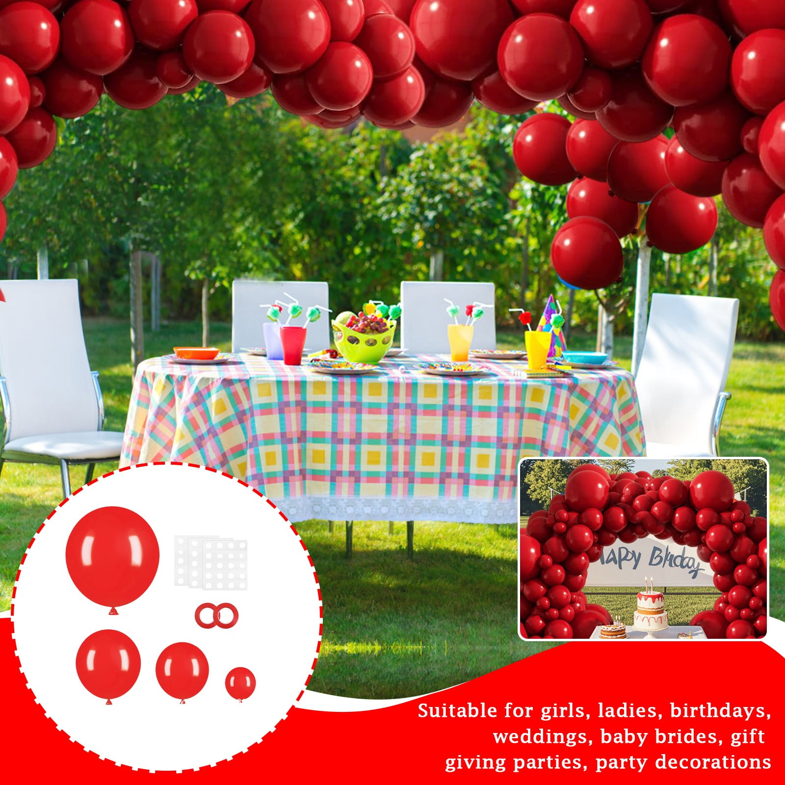 Red Balloon,129pcs Latex Premium Red Balloons Arch Kit Different Sizes ...