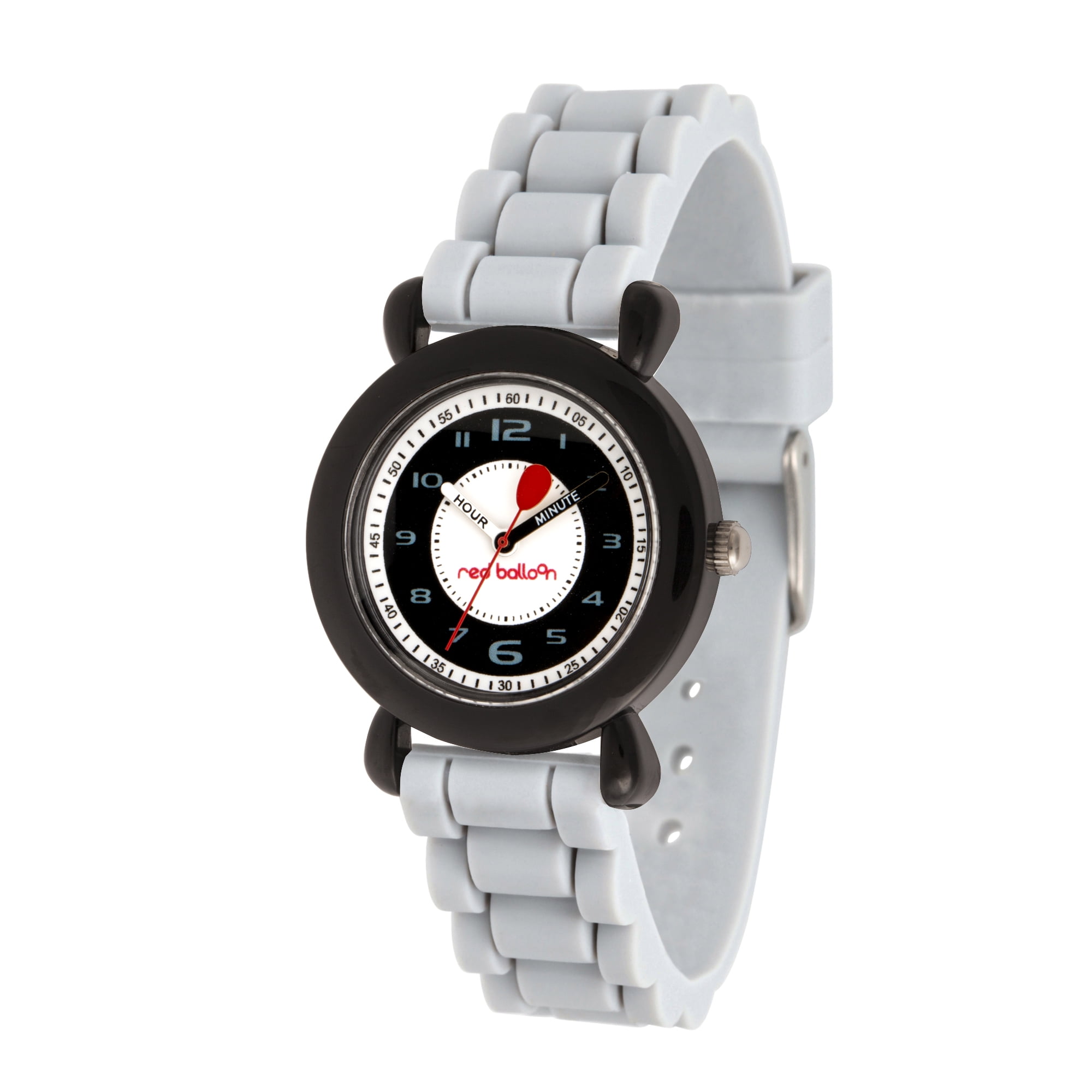 Red Balloon Boys' Black Plastic Time Teacher Watch,Grey Silicone Strap ...