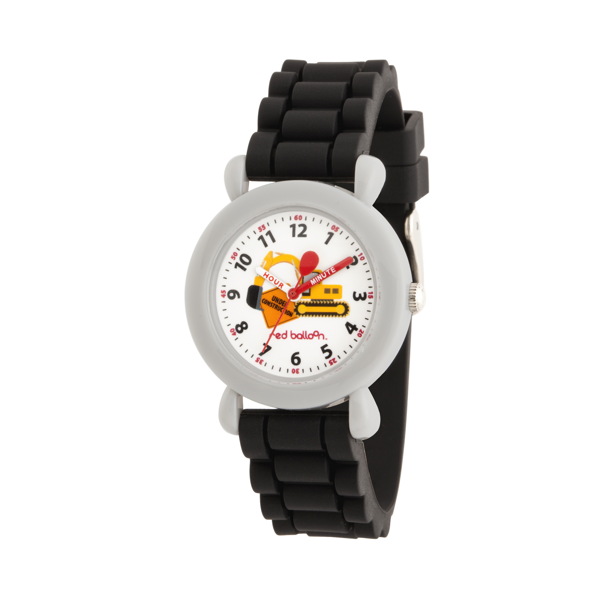 Red Balloon Boys' Grey Plastic Time Teacher Watch,Black Silicone Strap ...