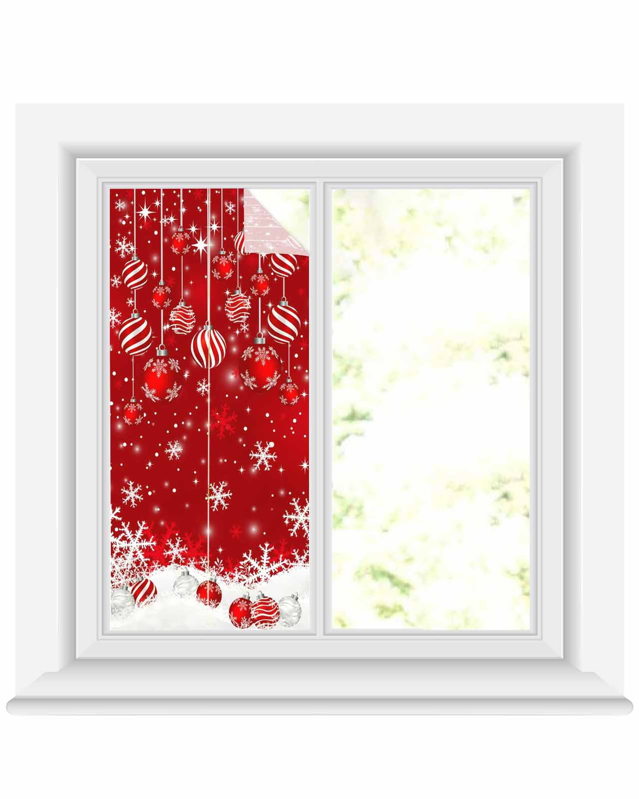 Red Balls Christmas Window Privacy Film Stained Glass Window Film ...