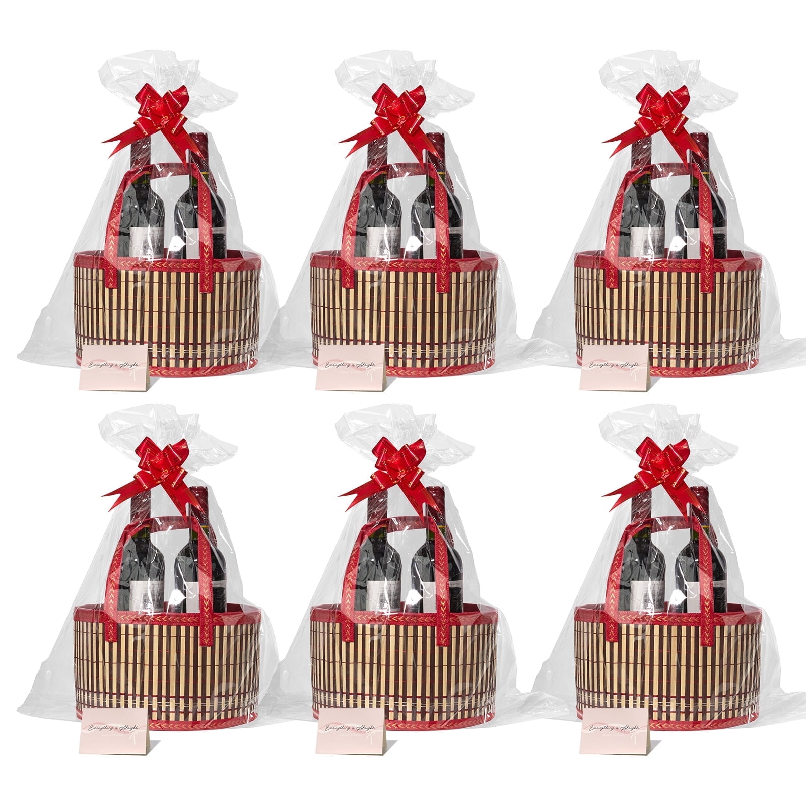 BBBUILDJIA Red Bamboo Gift Basket Set, 6 pack Storage Baskets with ...
