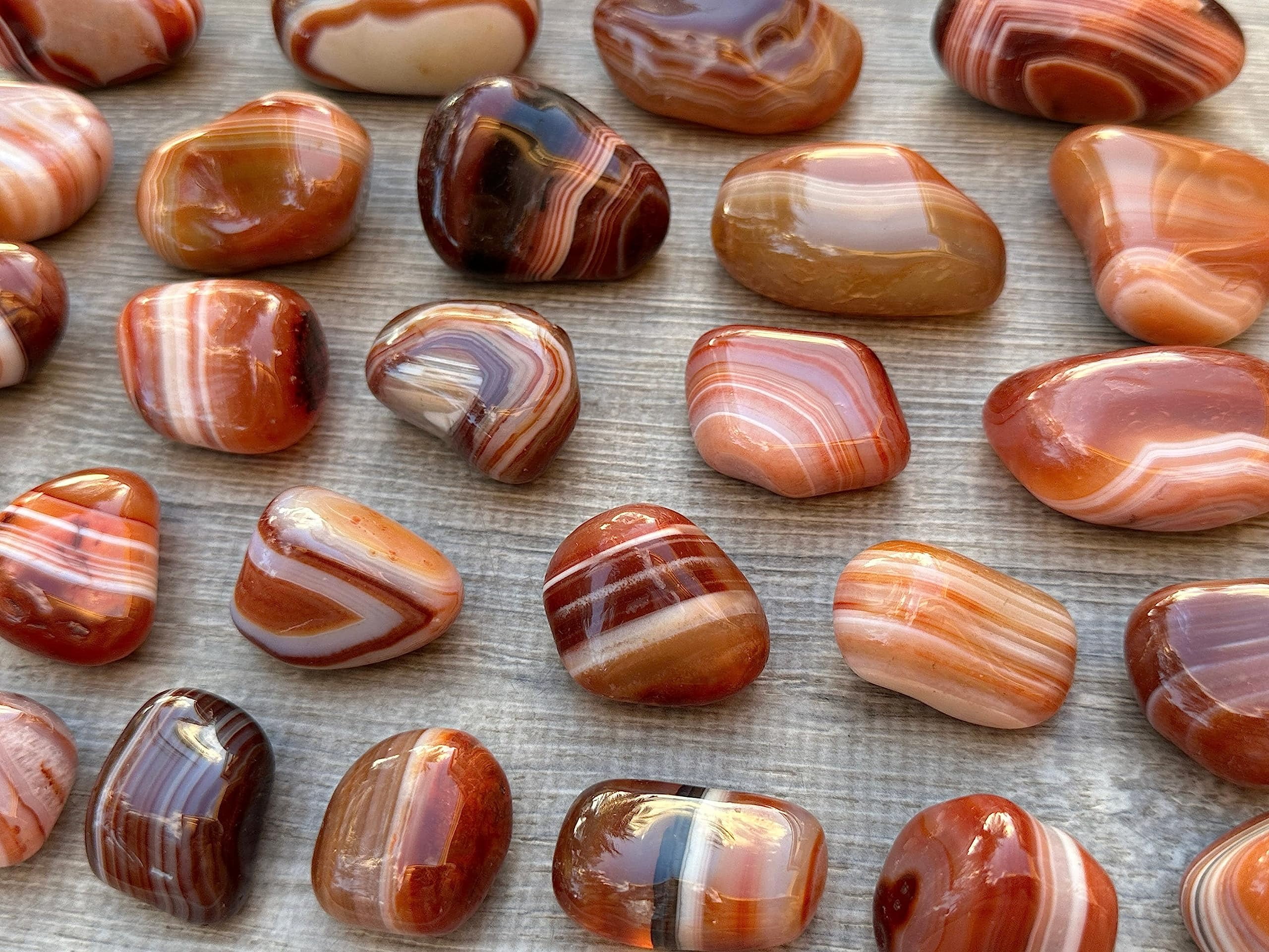 Red Banded Agate Tumbled Stones, Polished Red Banded Agate Gemstone ...