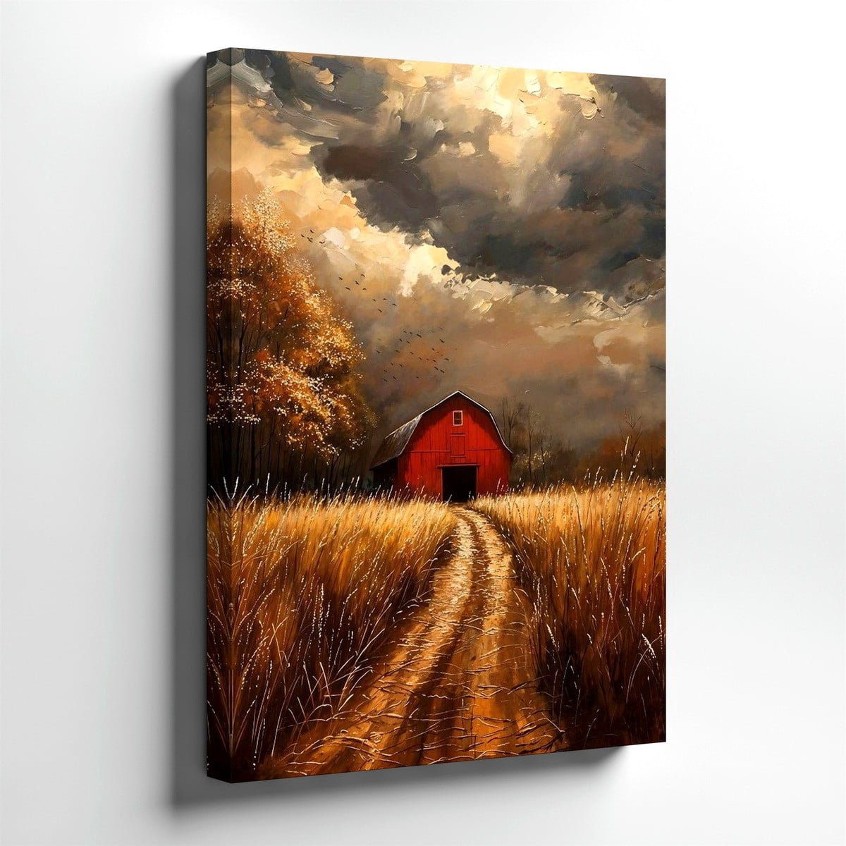 Red Barn Autumn Wall Art Print, Rustic Decor - Walmart.com