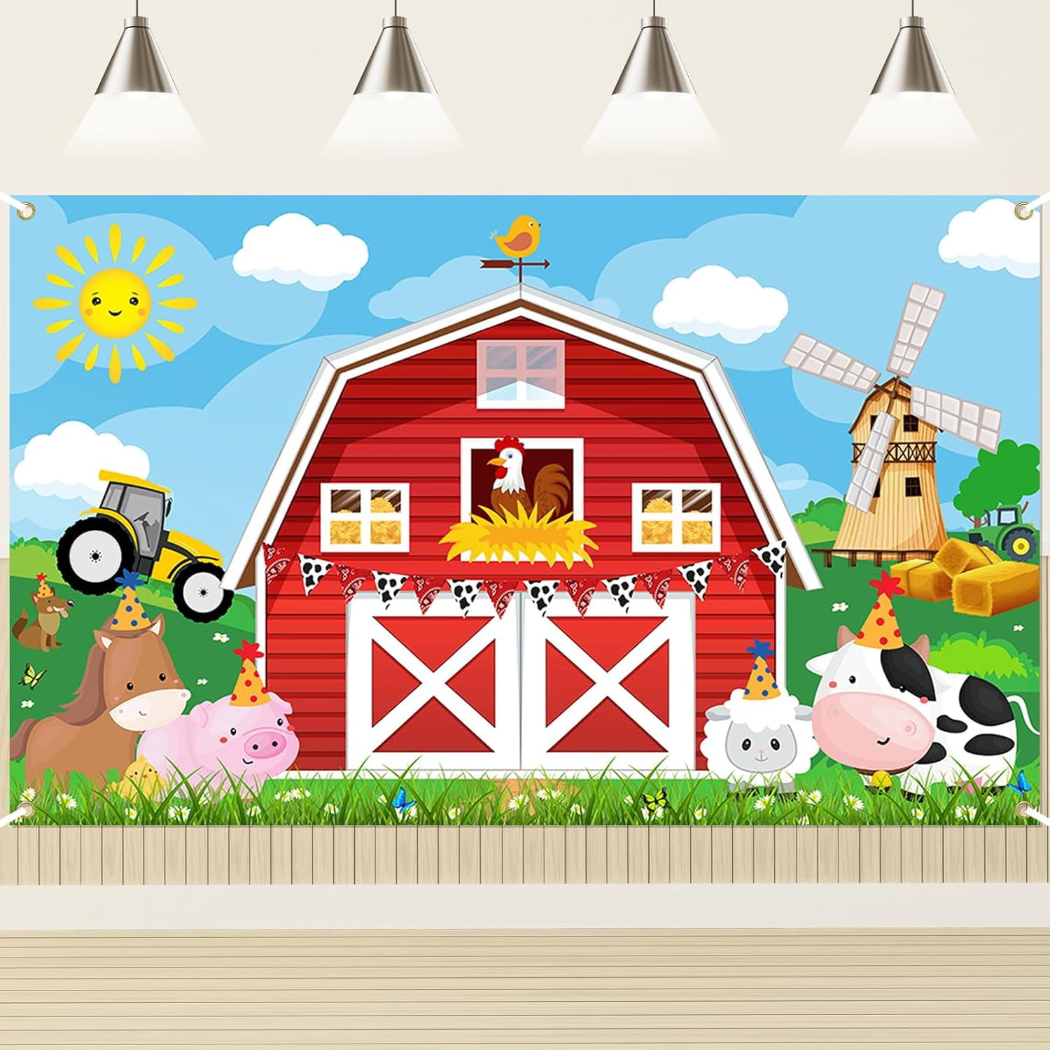 Red Barn Birthday Nice Backdrop Farm Birthday Banner Farm Backdrop ...