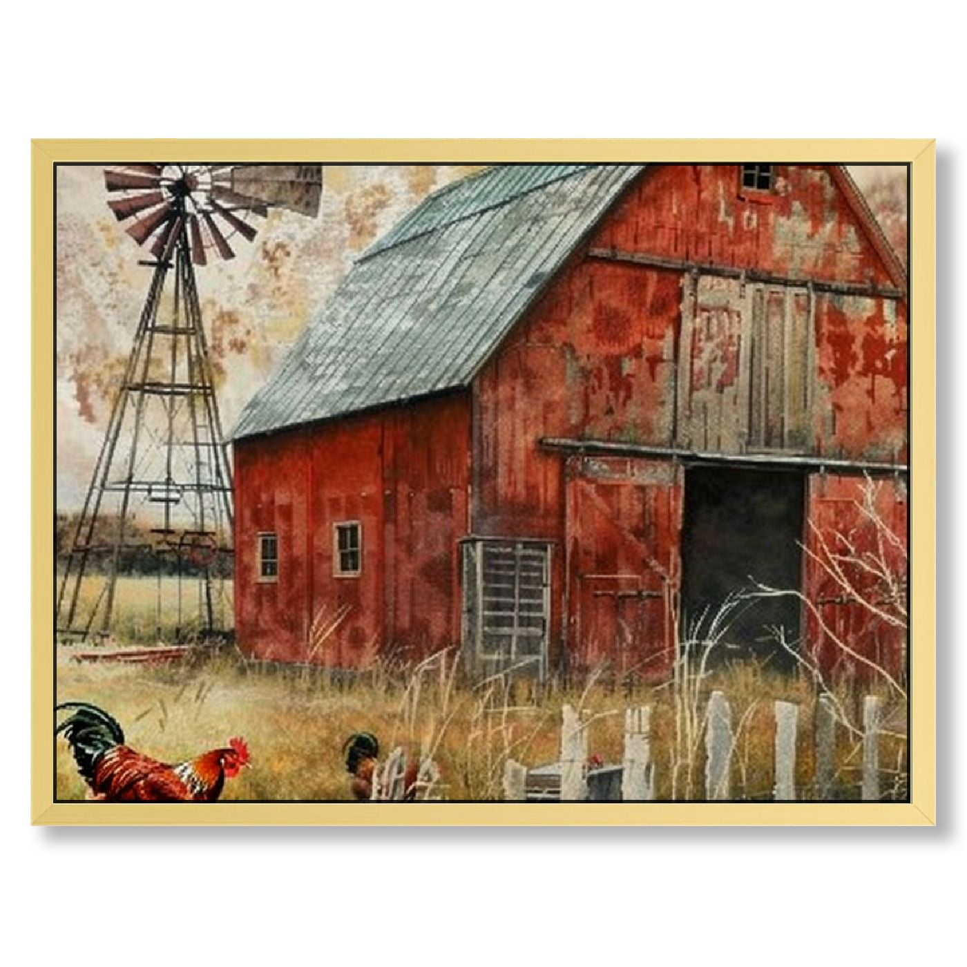 Red Barn Canvas Farmhouse Artwor - Walmart.com