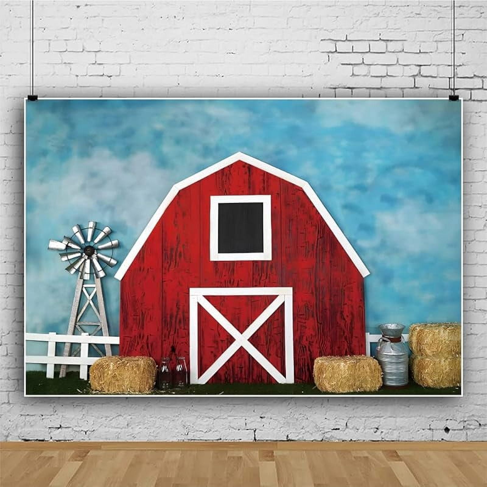 Red Barn Door Backdrop Farm Haystack Harvest Theme Backdrop Fall ...