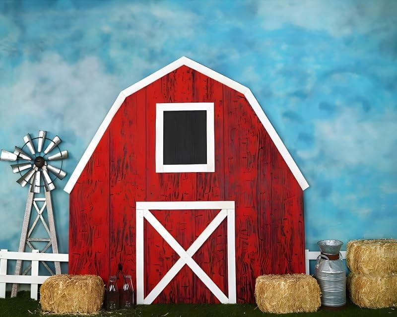 Red Barn Door Backdrop Farm Haystack Harvest Theme Backdrop Fall ...