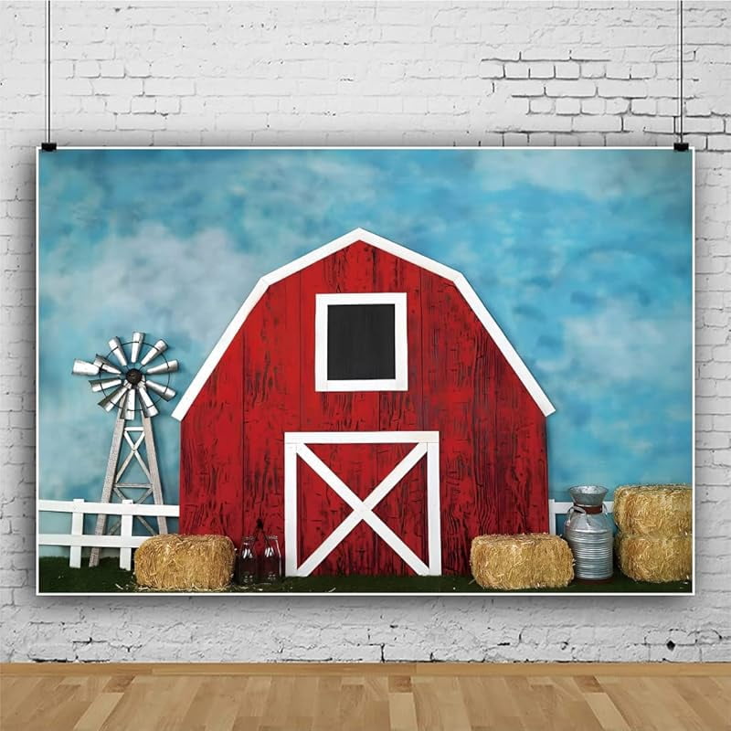 Red Barn Door Backdrop Farm Haystack Harvest Theme Backdrop Fall ...