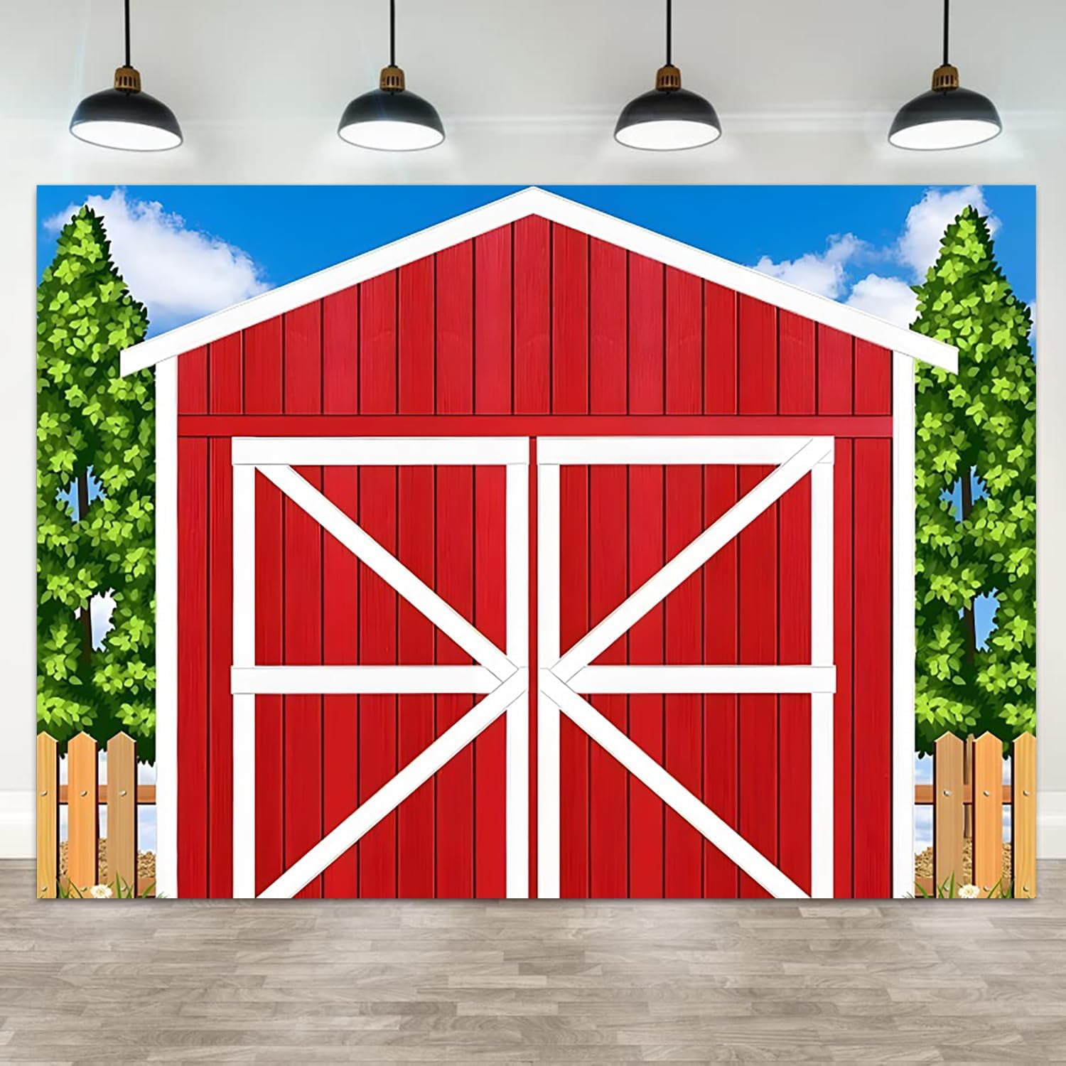 Red Barn Door Backdrop Farm Theme Birthday Photography Background ...
