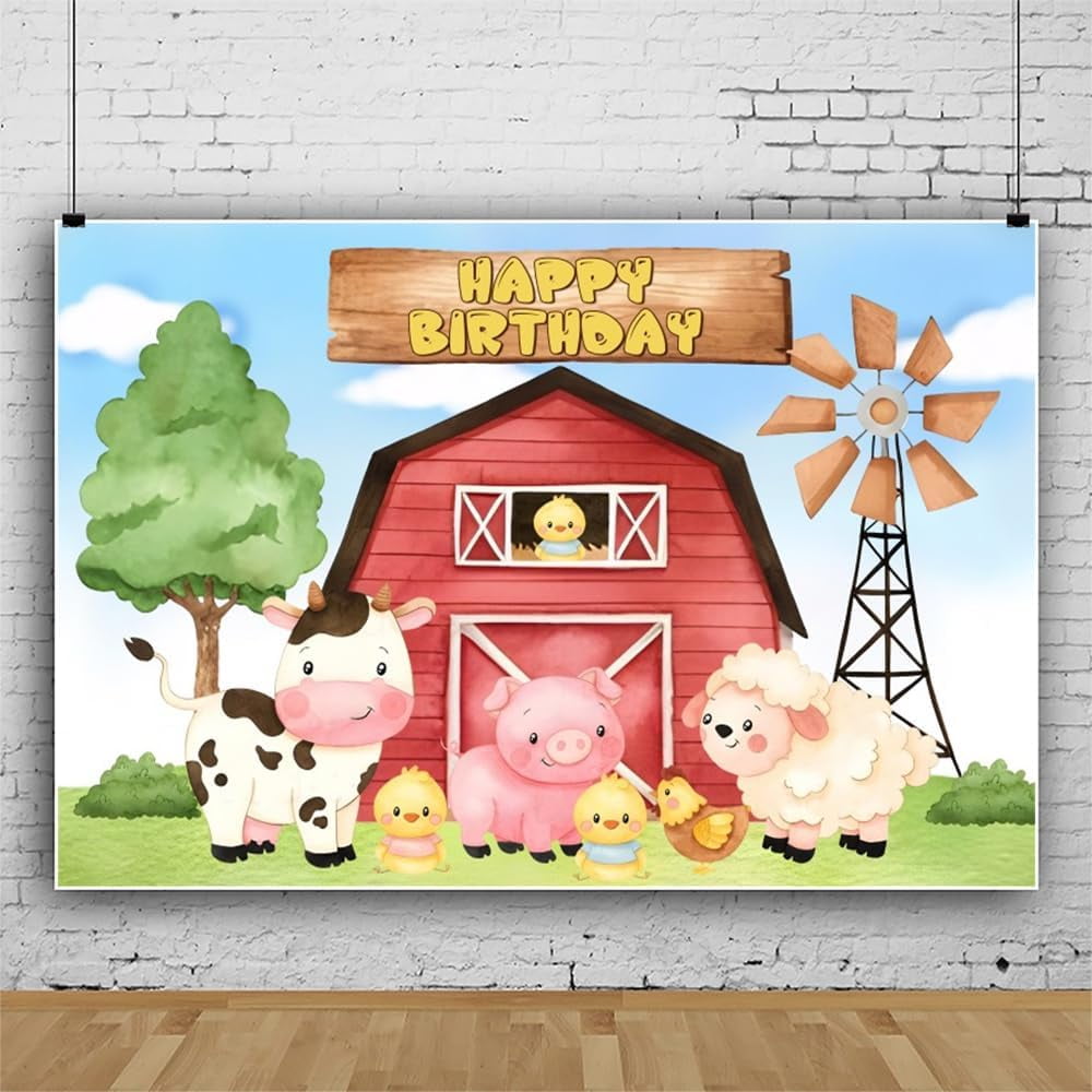 Red Barn Farm Animal Photography Background Red Farm Backdrop For Kids ...