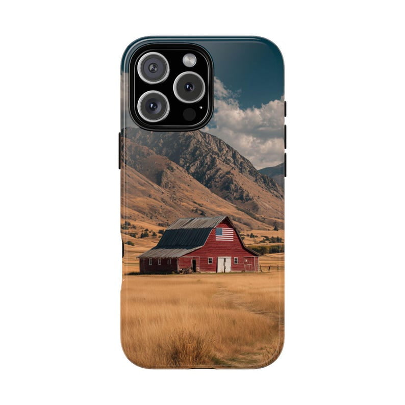 Red Barn Farm Golden Hills Rural Landscape Phone Case with iPhone 17 to ...