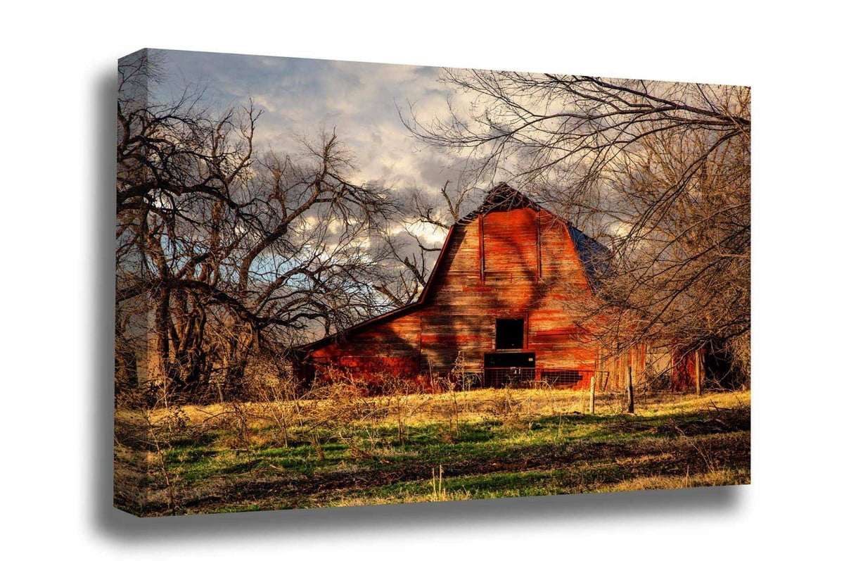 Red Barn Oklahoma Rustic Country Farmhouse Rural Landscape Wall Art ...