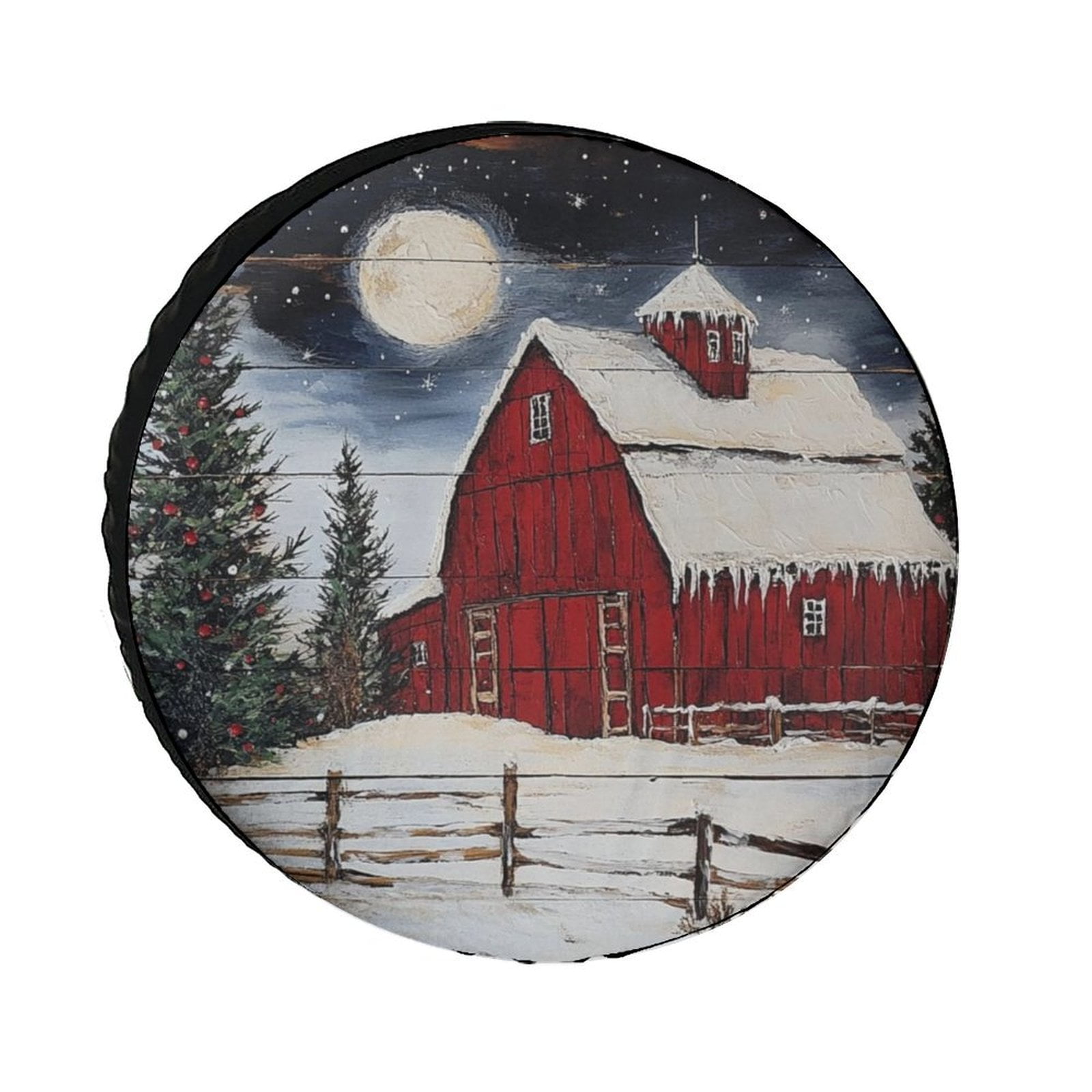 Red Barn Snowy Winter Scene Spare Tire Cover Winter Barn Wheel ...