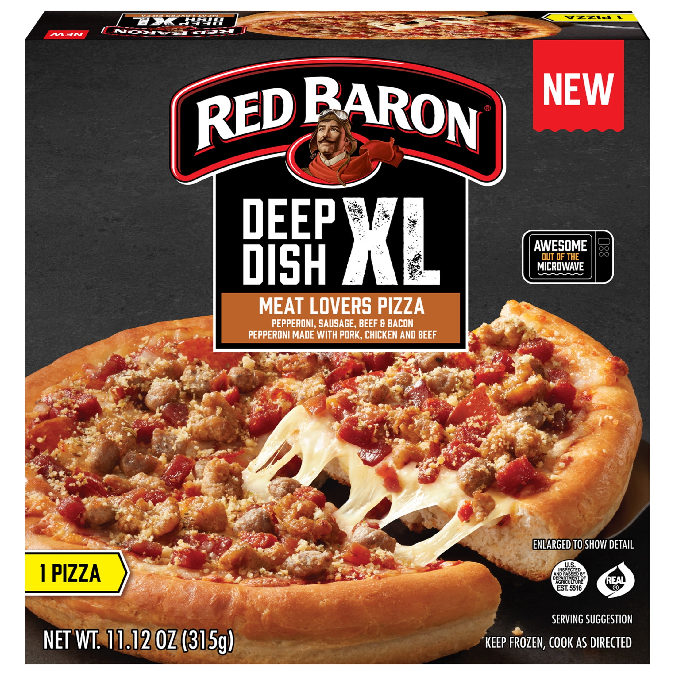 Red Baron Deep Dish XL Meat Lovers Frozen Pizza, 11.12 oz - Walmart.com