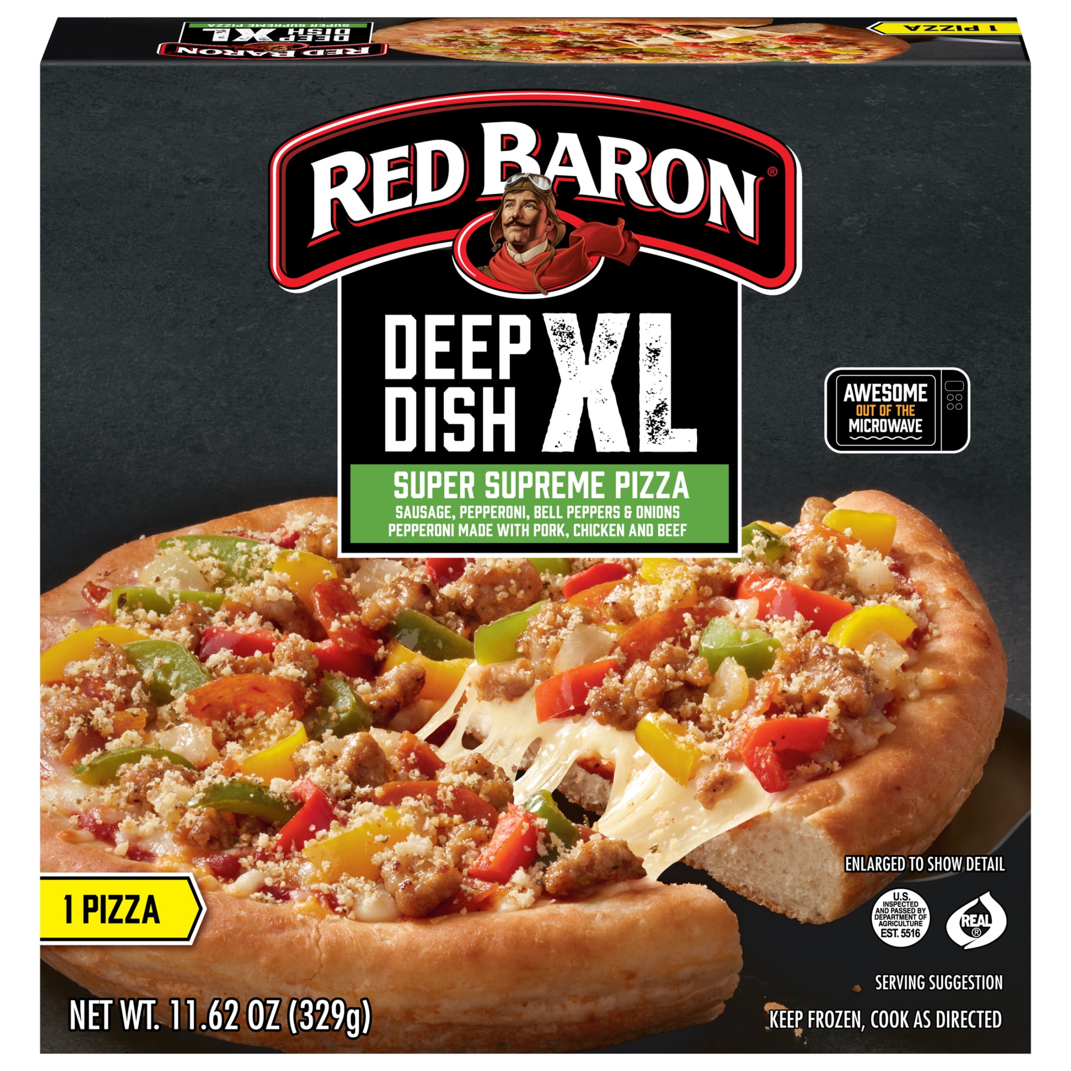 Red Baron Deep Dish XL Super Supreme Frozen Pizza, 11.62 oz - Walmart.com