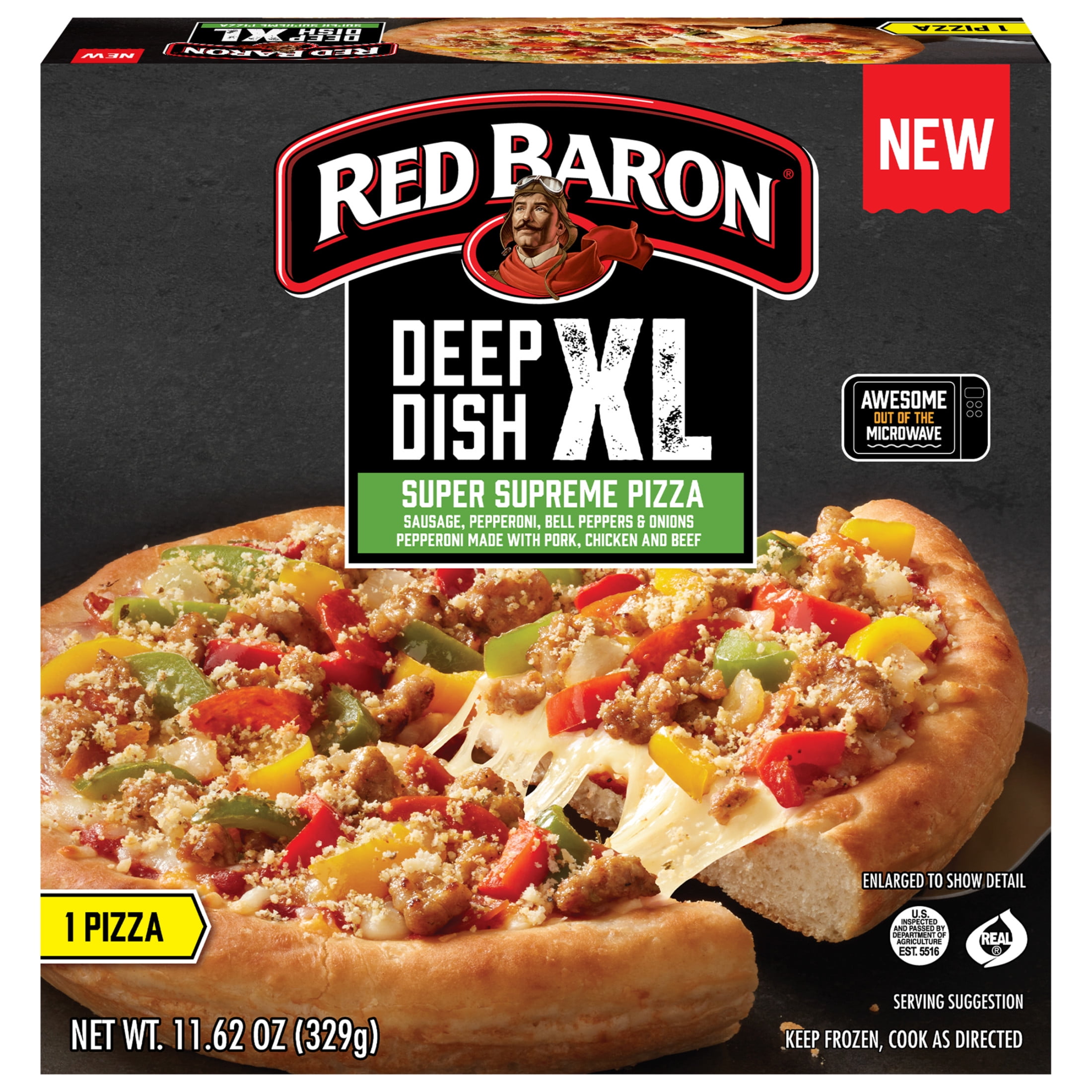 Red Baron Deep Dish XL Super Supreme Frozen Pizza, 11.62 oz - Walmart.com