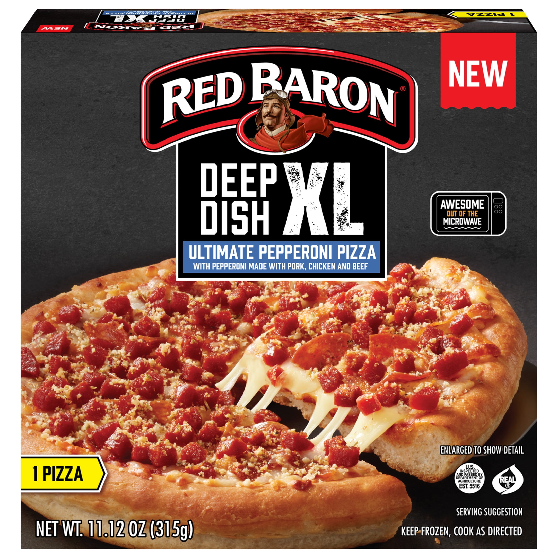 Red Baron Deep Dish XL Ultimate Pepperoni Frozen Pizza, 11.12 oz ...