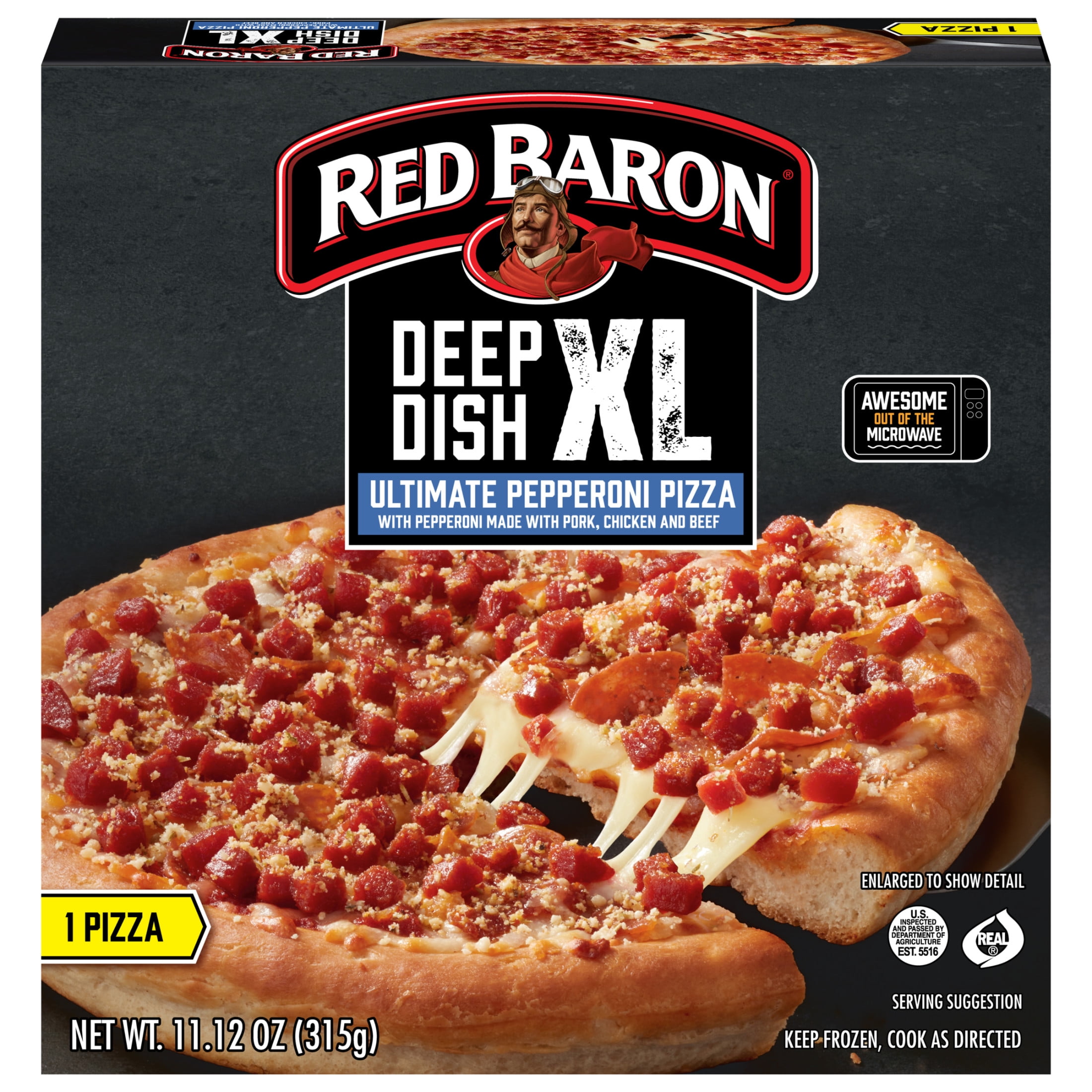 Red Baron Deep Dish XL Ultimate Pepperoni Frozen Pizza, 11.12 oz ...