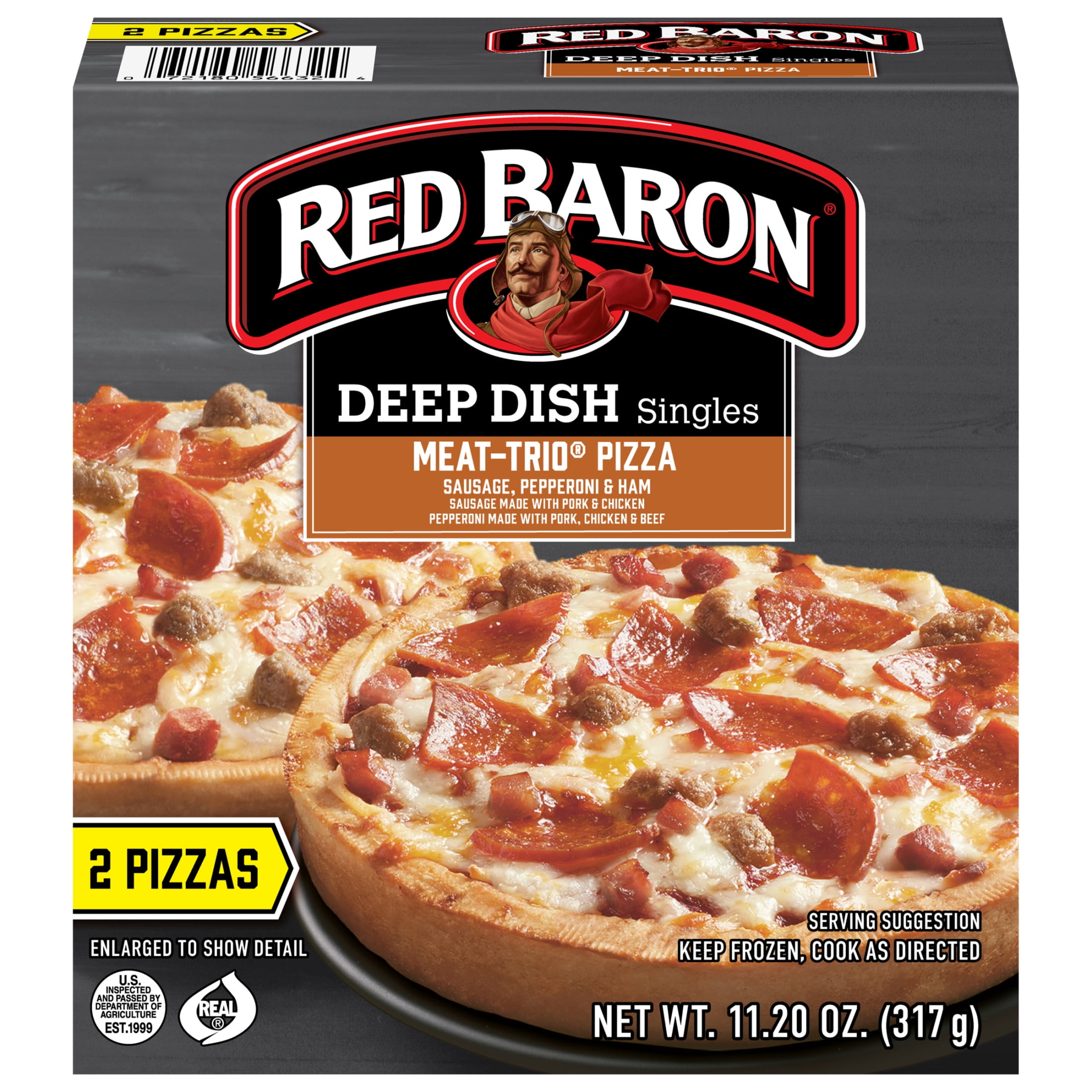 Red Baron Meat Trio Deep Dish Personal Frozen Pizza, 11.2 oz 2 Pack ...