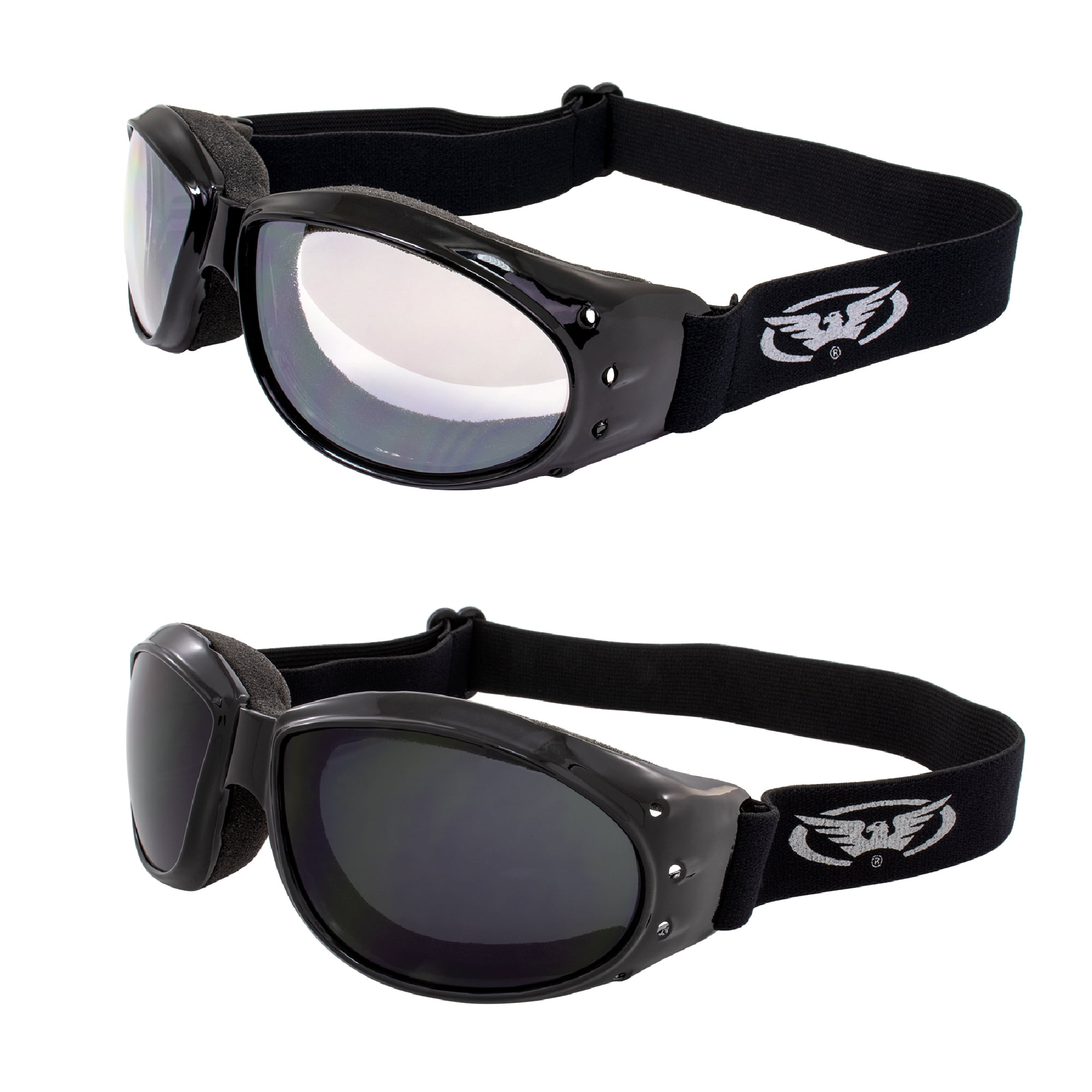 Red Baron Motorcycle Aviator 2 Goggles For Day and Night Use Super Dark ...