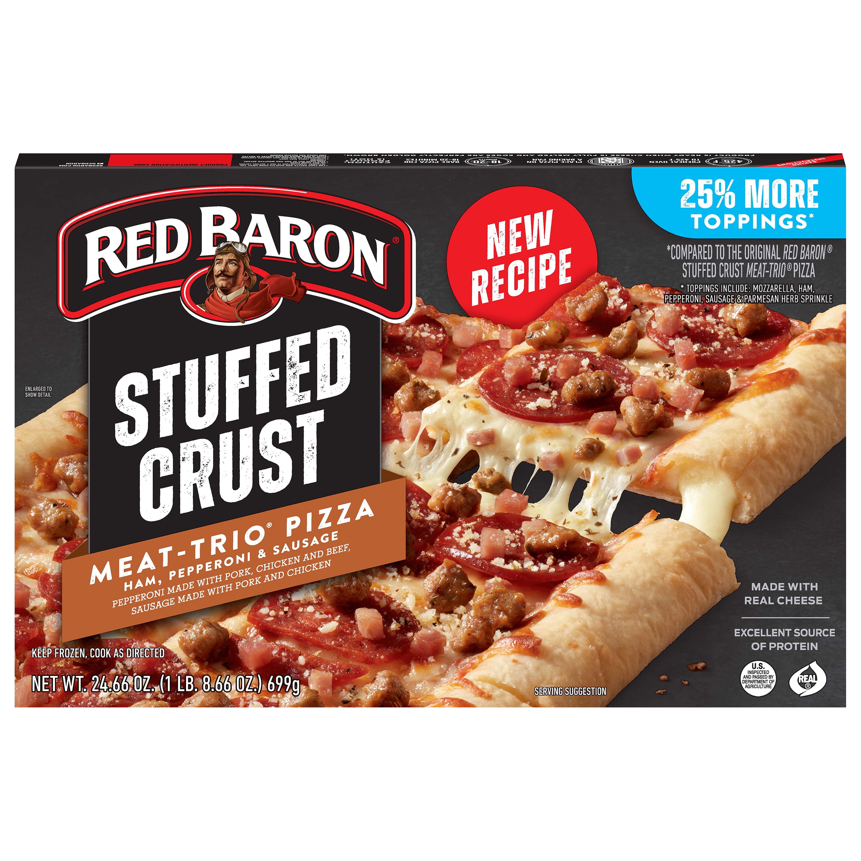 Red Baron Stuffed Crust Meat Trio Frozen Pizza 24.6oz - Walmart.com