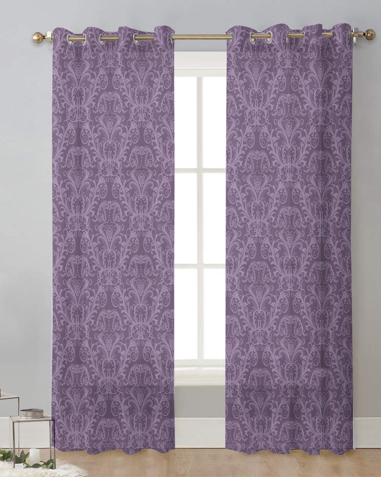 Red Baroque Texture Sheer Curtains For Living Room Window Screening ...