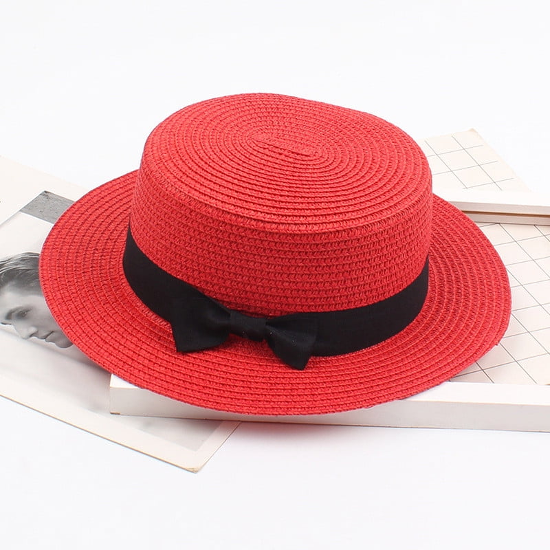 Red Baseball Cap Ladies Women'S Summer Solid Hat Top Sun Visor Straw ...