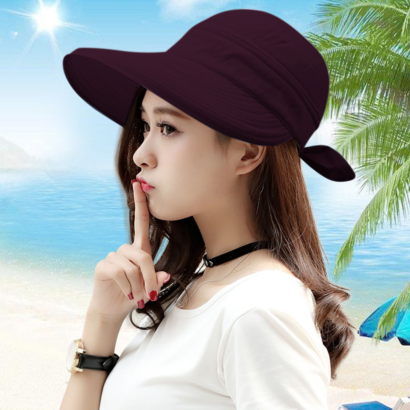 Red Baseball Caps Simplicity Womens Sun Hat Visor with Removable Top ...