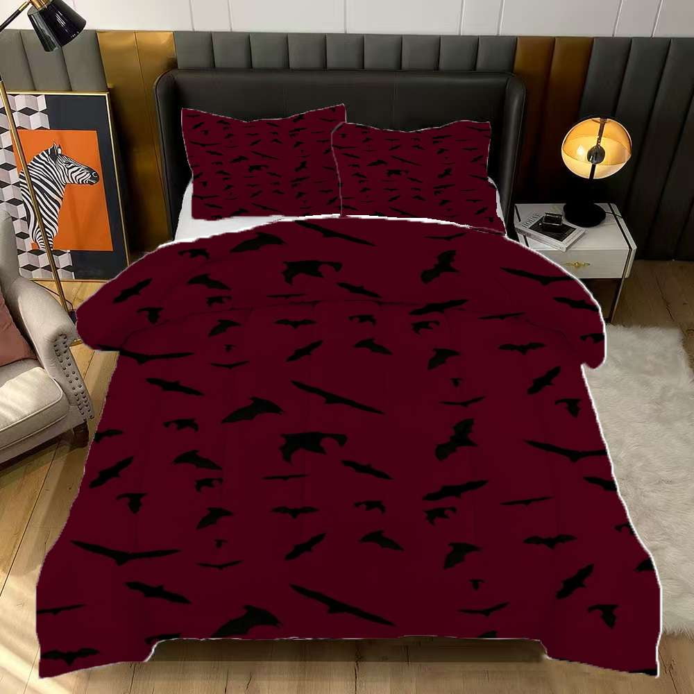 Red Bats Comforter Set Queen Size Bedding Set For Travl Bedroom Decor ...