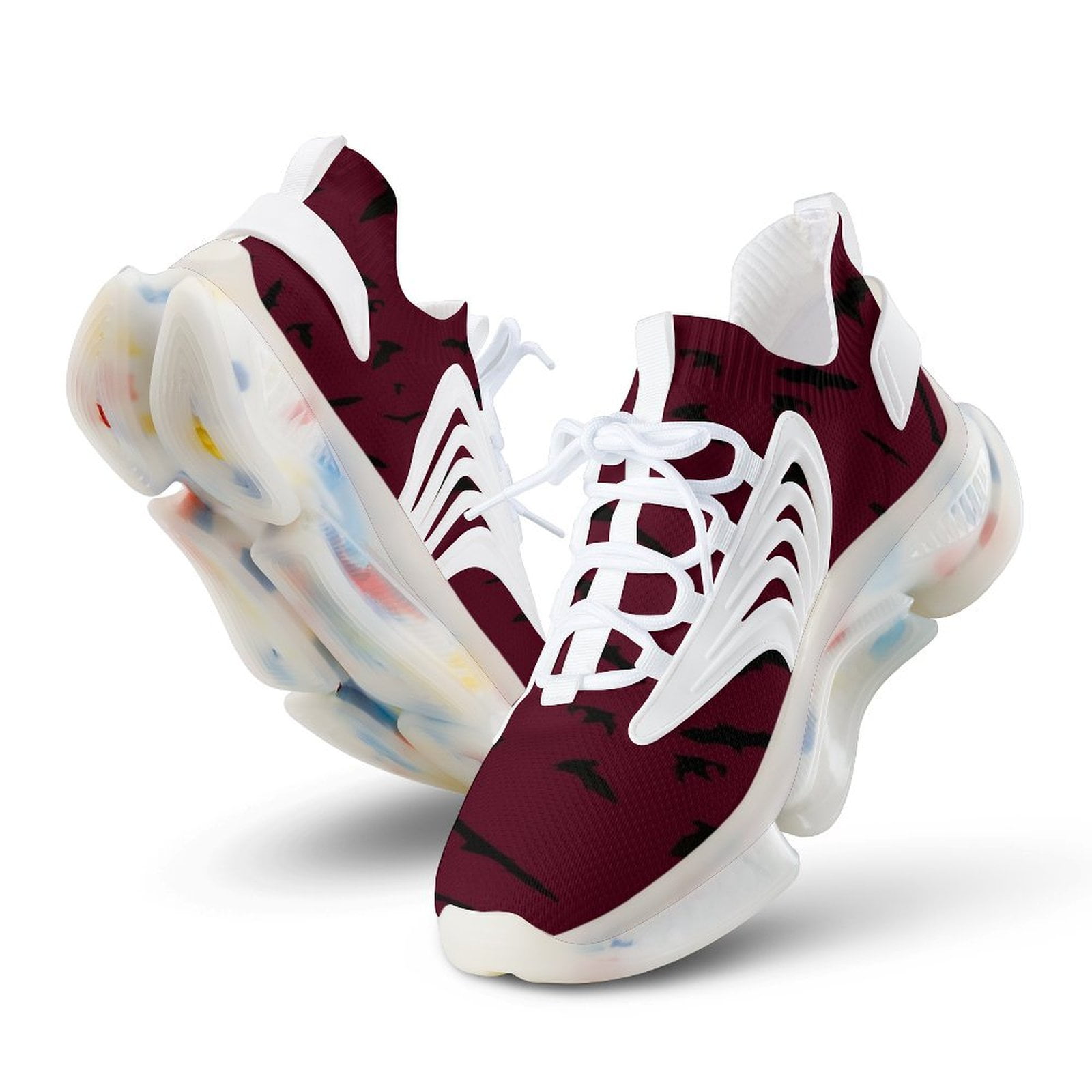 Red Bats Walking Shoes for Men Woman Lightweight Tennis Fashion Elastic ...