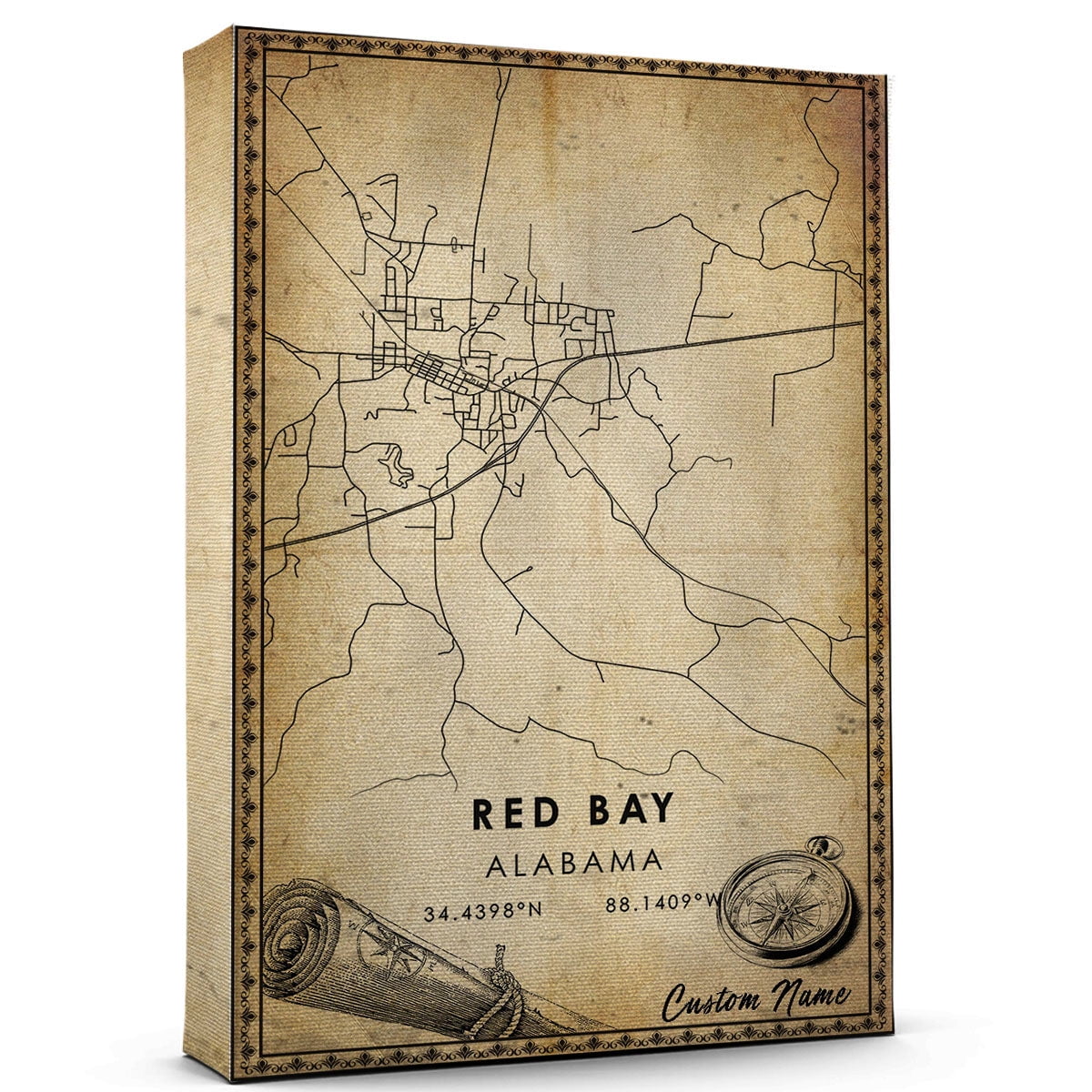 Red Bay Map Poster, Alabama Map Art Poster, Canvas, Red Bay Map City ...
