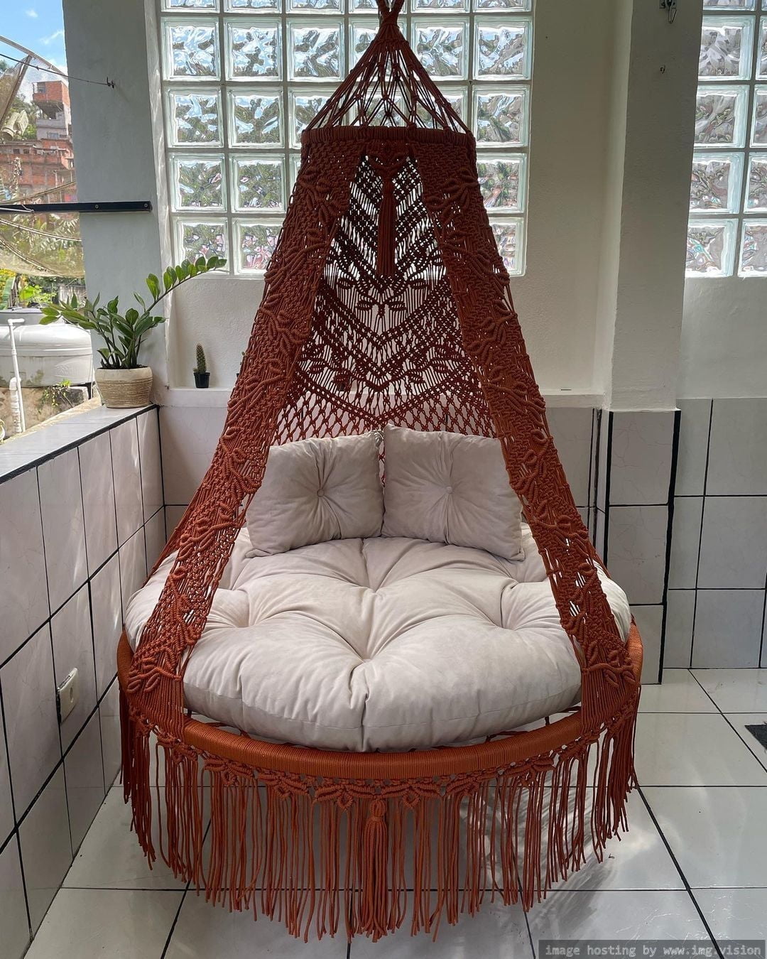 EL CLASICO OVERSEAS Red Beautiful Macrame Swing Chair Hanging Only ...