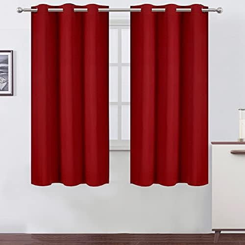 Red Bedroom Blackout Curtains/38 x 63 Inch Long/Set of 2 Curtain Panels ...