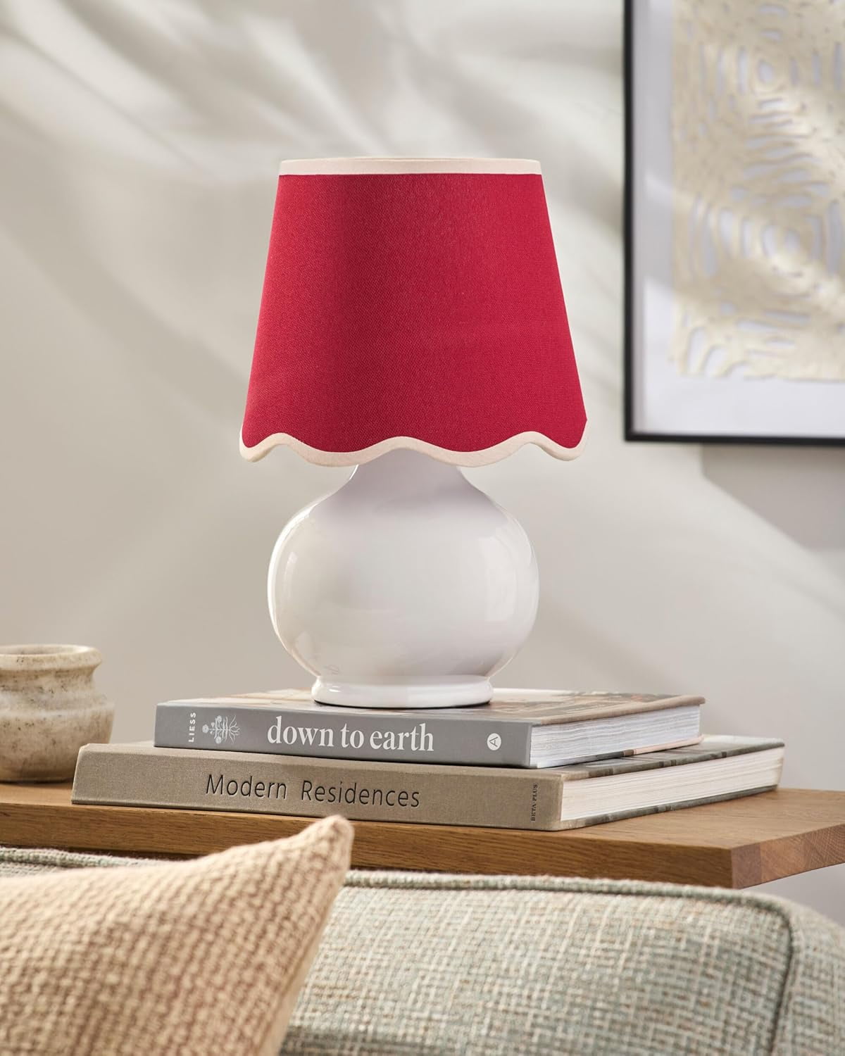 Red Bedside Table Lamp for Nightstand Bedroom, Living Room or Office ...