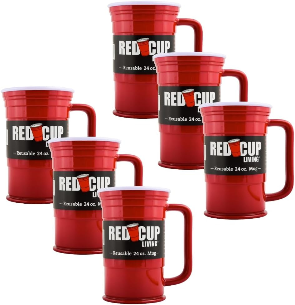 Red Beer Party Mug Glass Tumbler 6 Pack |Unbreakable Cups Beer Stein ...