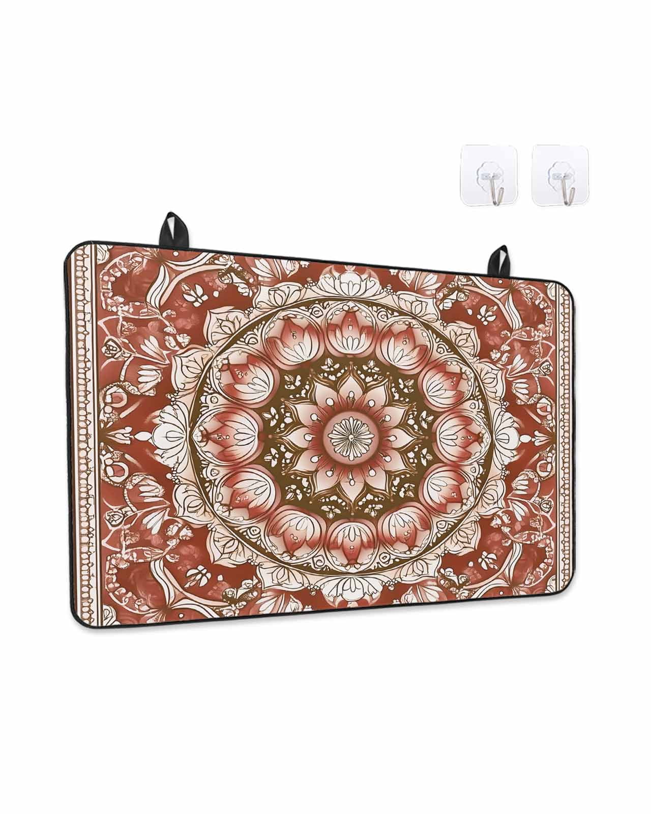 Red Beige Boho Stove Top Covers for Electric Stove, Kitchen Glass ...