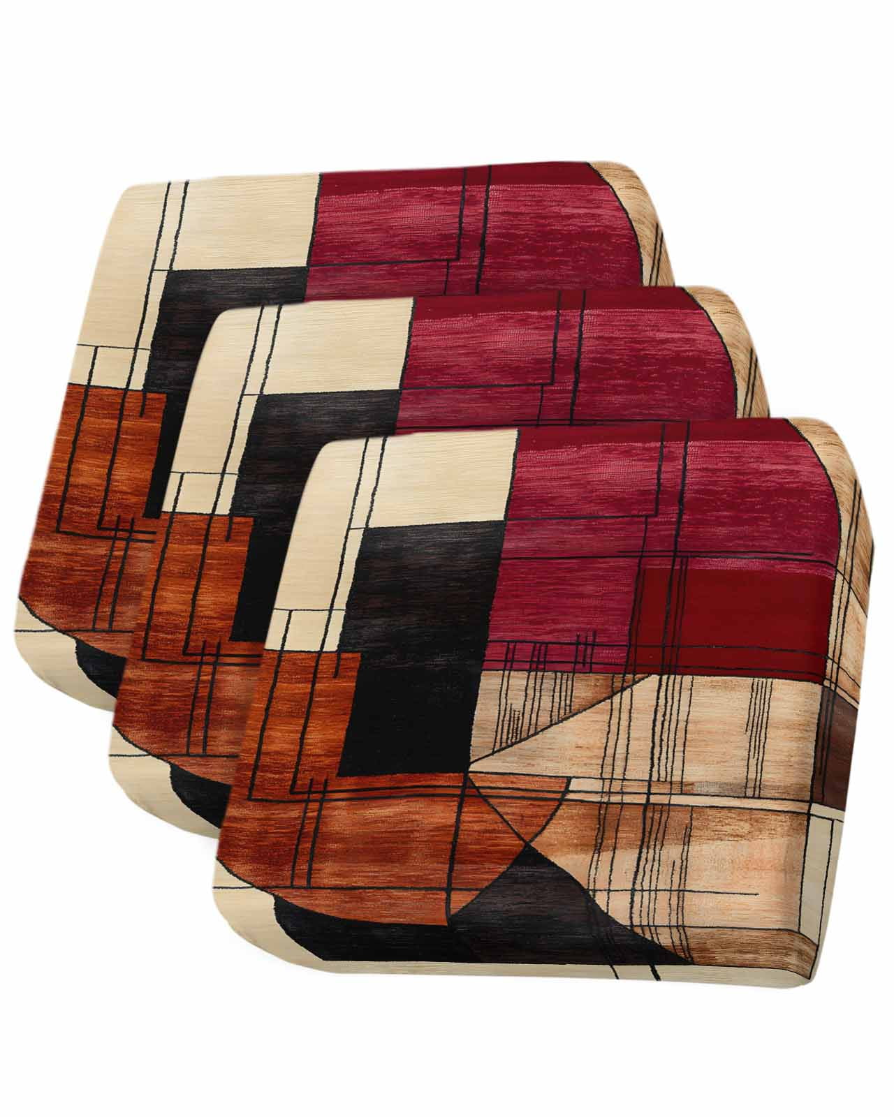 Red Beige Geometric Sofa Couch Cushion Covers Washable, Removable ...