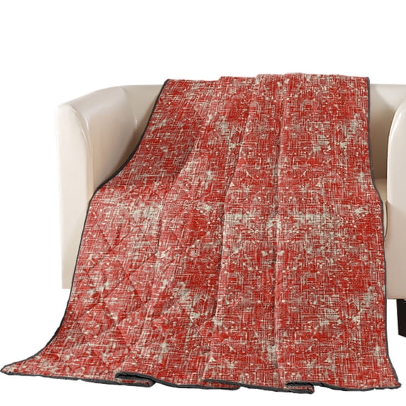 Red Beige Linen Textured Quilted Comforters Cooling Blanket Oversized ...