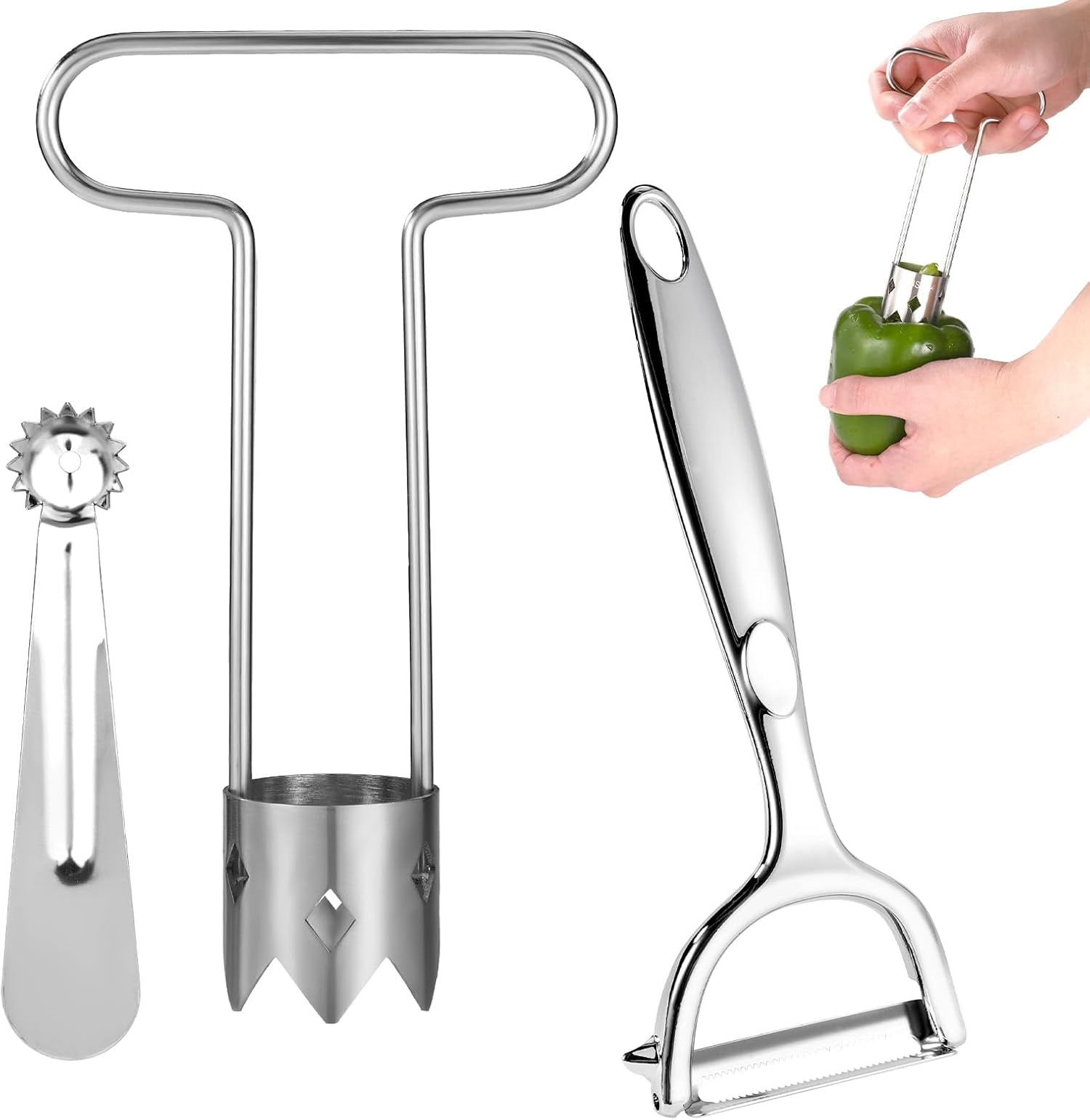 Red Bell Pepper Corer, Multi-Function Fruit & Vegetable Remover Tool ...