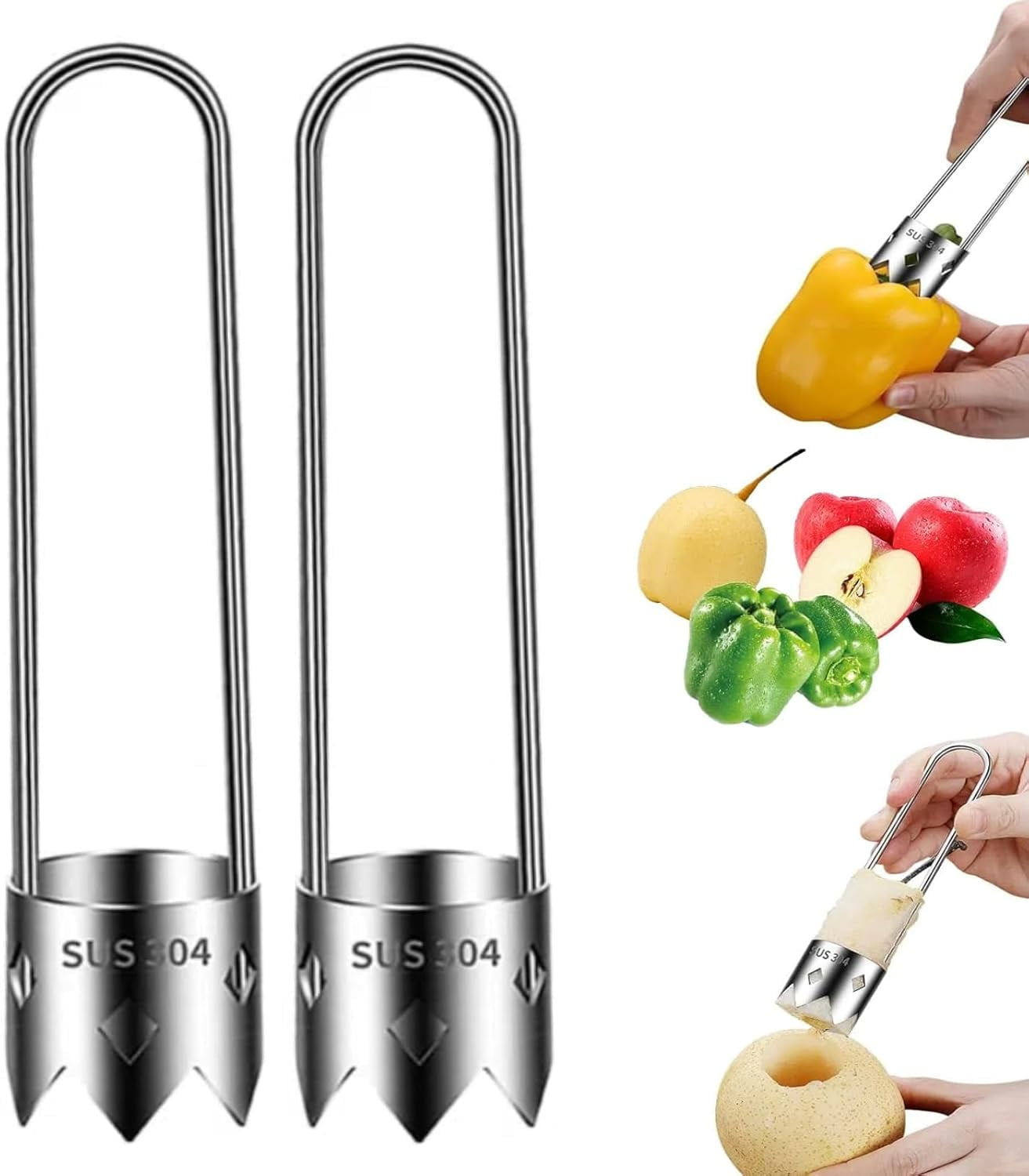 Red Bell Pepper Seed Corer, 2025 Upgraded Stainless Steel Fruit and ...