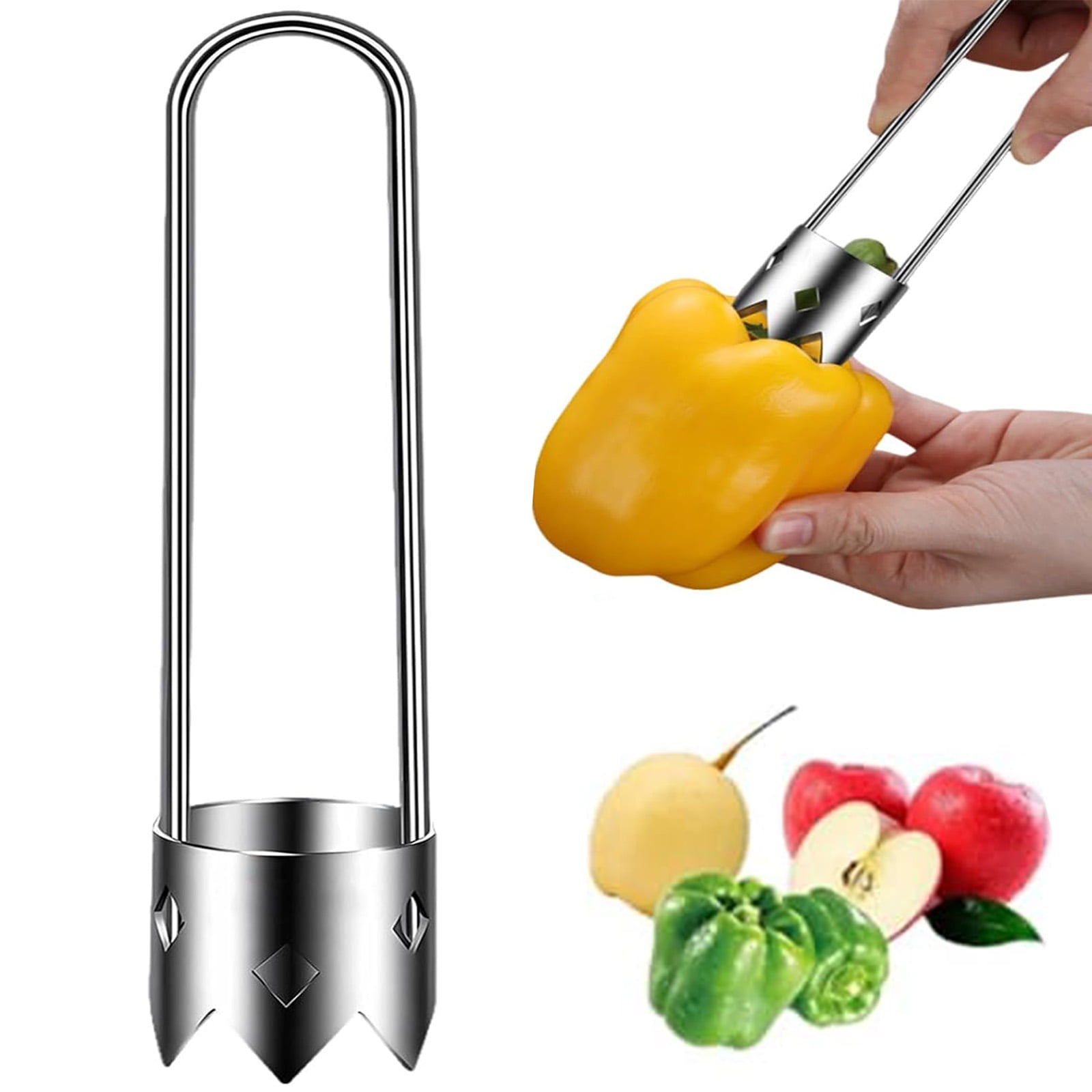 Red Bell Pepper Seed Corer Tool,Stainless Steel Fruit and Vegetable Corer Tool, Creative Bell ...