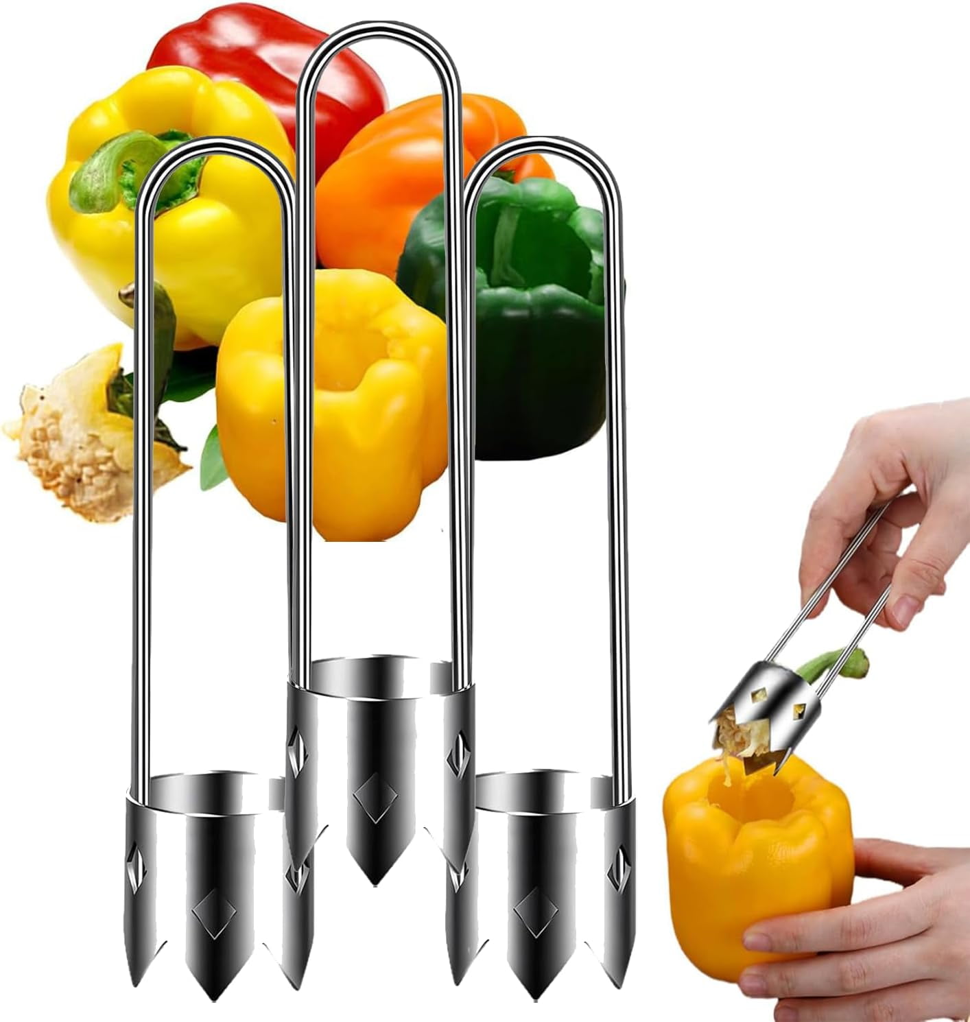Red Bell Pepper Seed Corer,Upgraded Stainless Steel Fruite Corer,Stainless Steel Core Remover ...