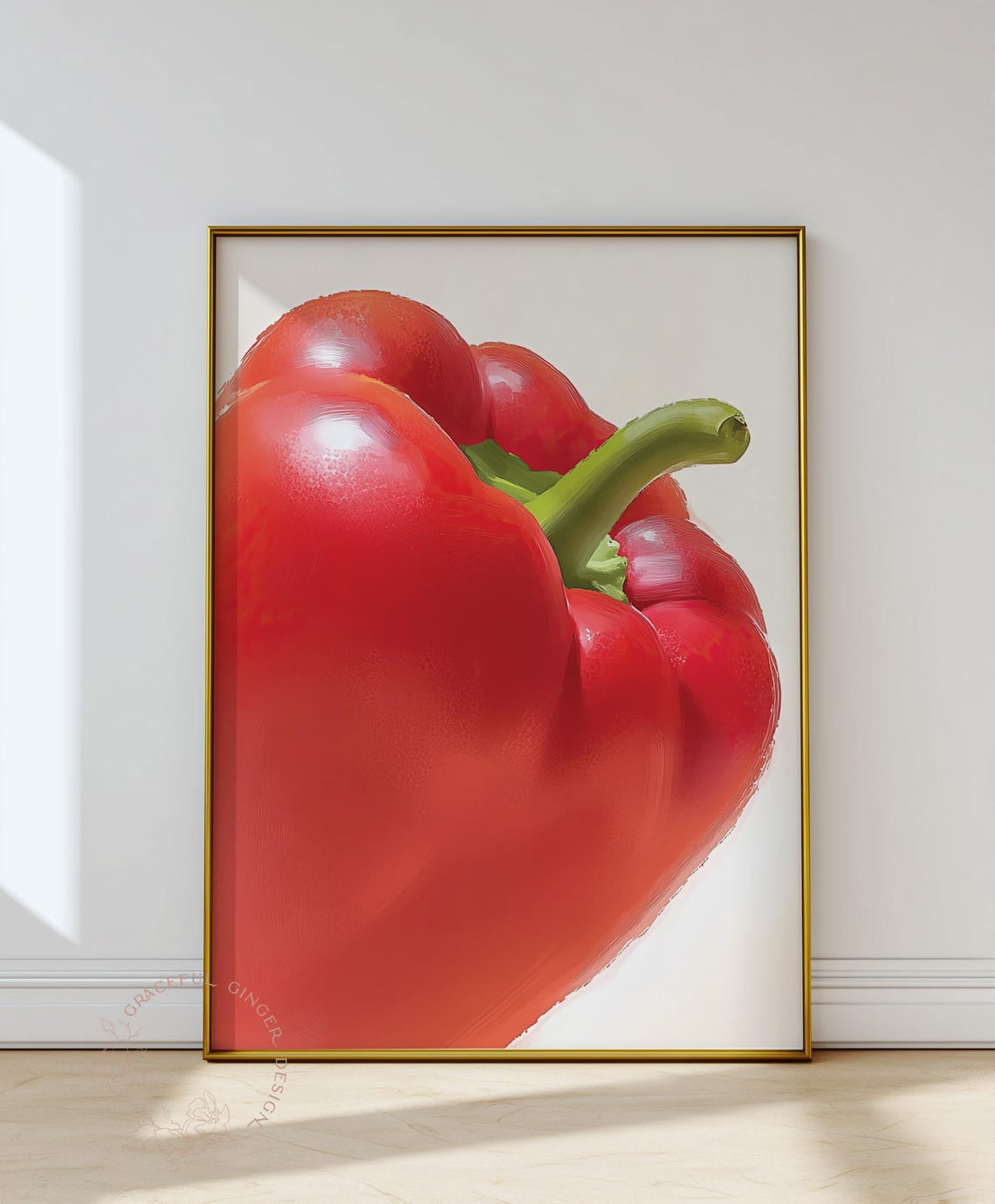 Red Bell Pepper Wall Art, Kitchen Vegetable Decor, Still Life Print ...