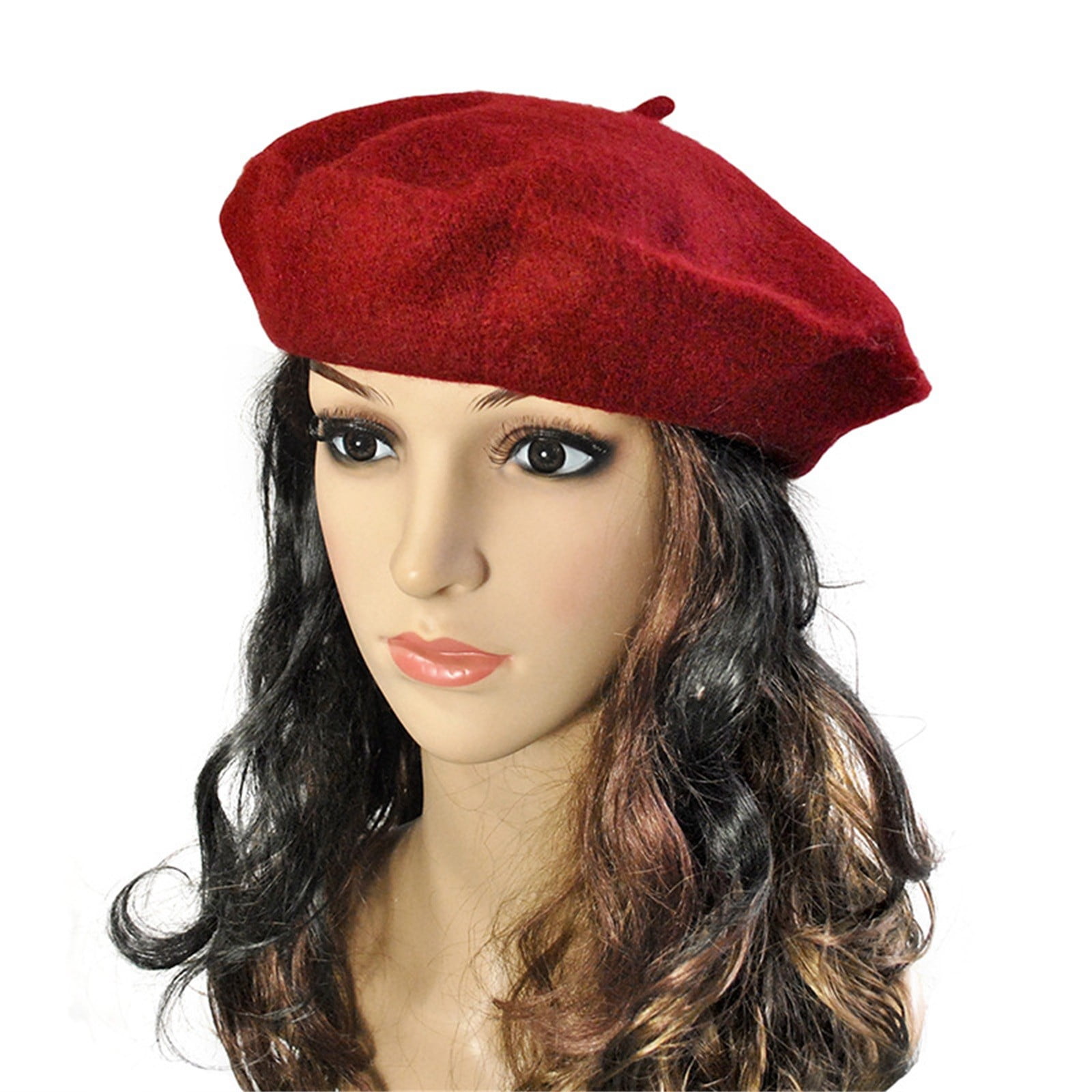 Red Berets Ladies Solid Color Imitation Wool Beret Bud Hat Painter Hat ...