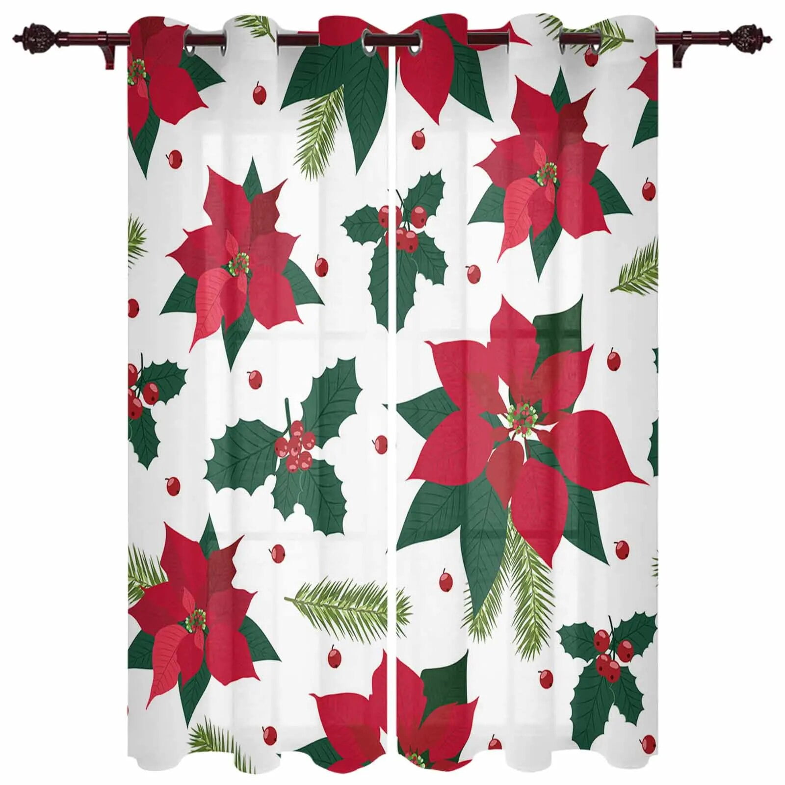 Red Berries Flowers Modern Curtains Baby Room Bedroom Creative Curtains Kitchen Living Room ...