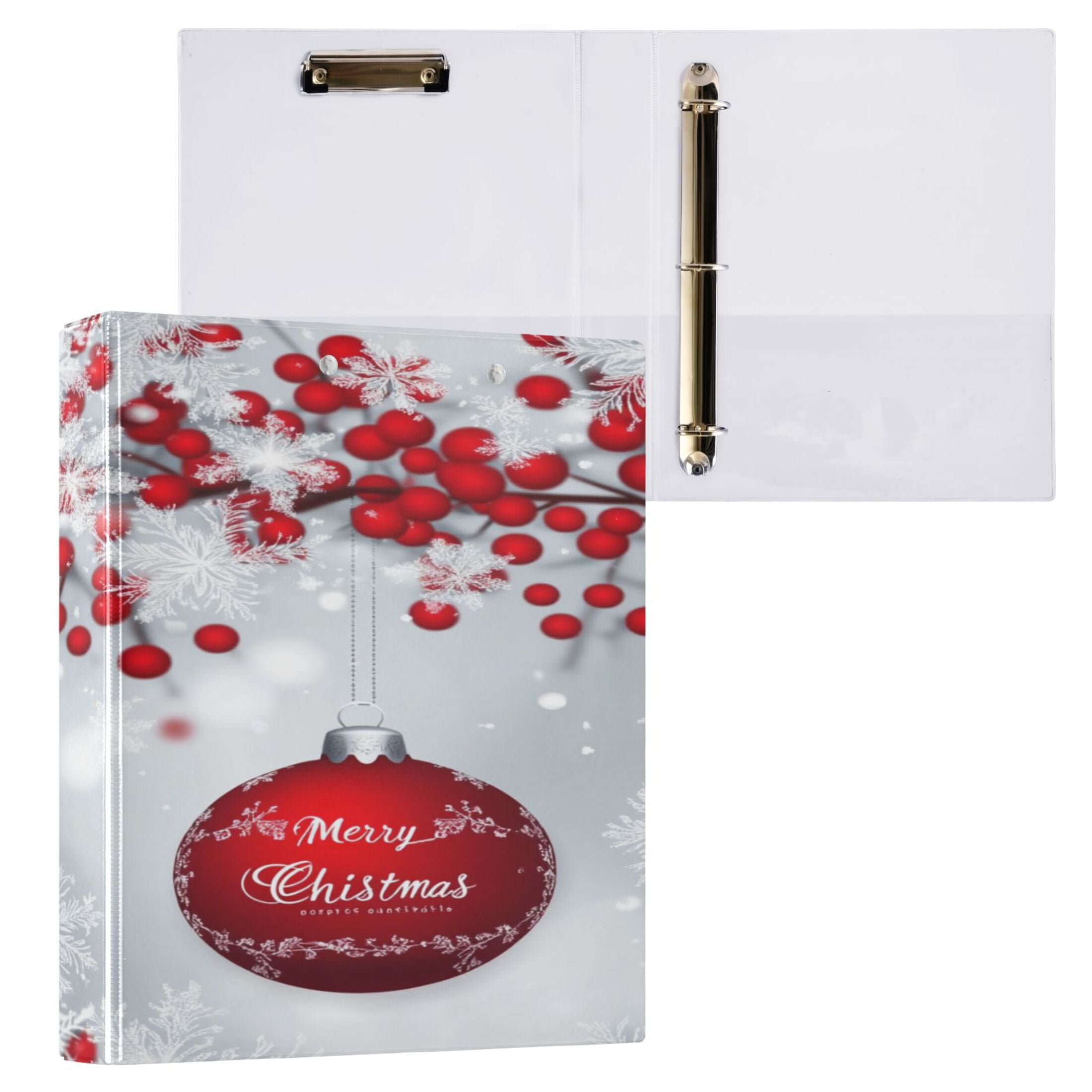 Red Berries and Ornament 3 Ring Hardcover Binders 1.5in Round Rings for ...