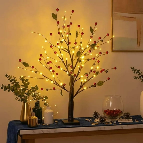 Red Berry Blossom Twinkling Tree, LED Lighted Branches - Walmart.com